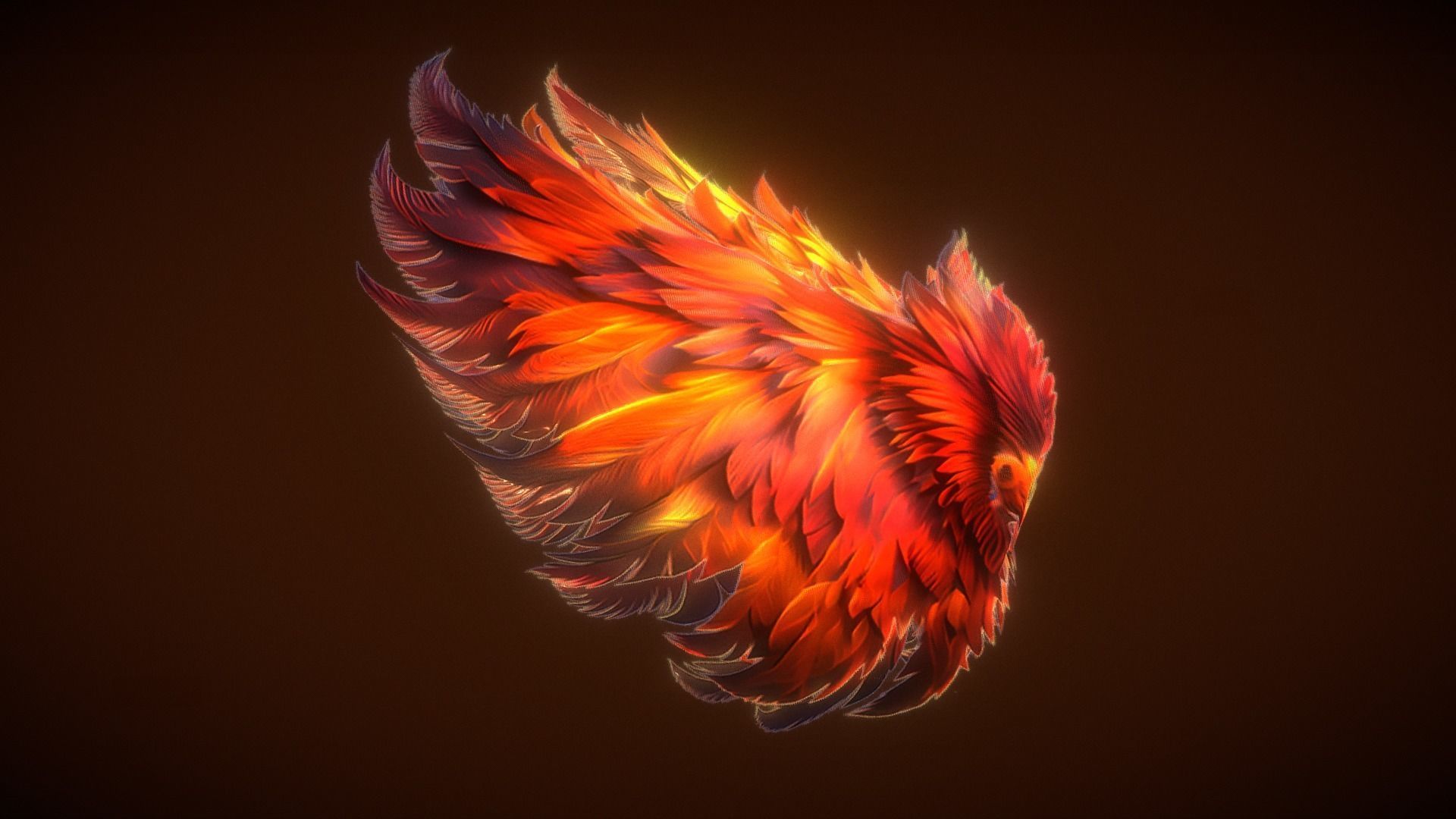 3D model Animated Phoenix Wings with Makehuman Base Model VR / AR / low ...