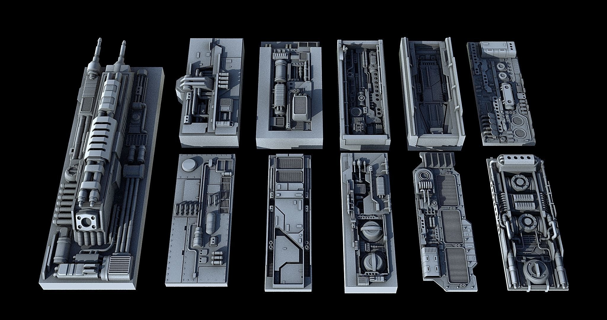 Sci-Fi KitBash and Props Pack Full set 3D model | CGTrader