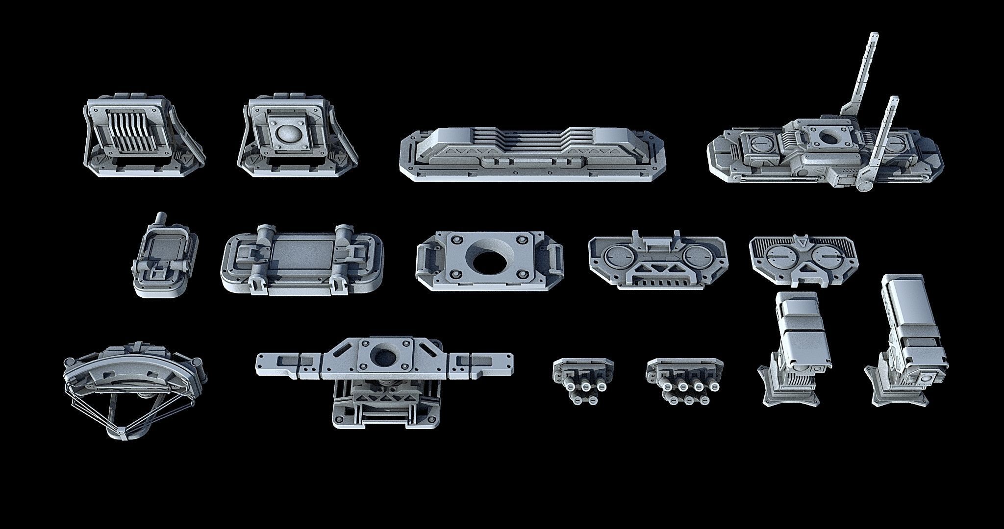Sci-Fi KitBash and Props Pack Full set 3D model | CGTrader