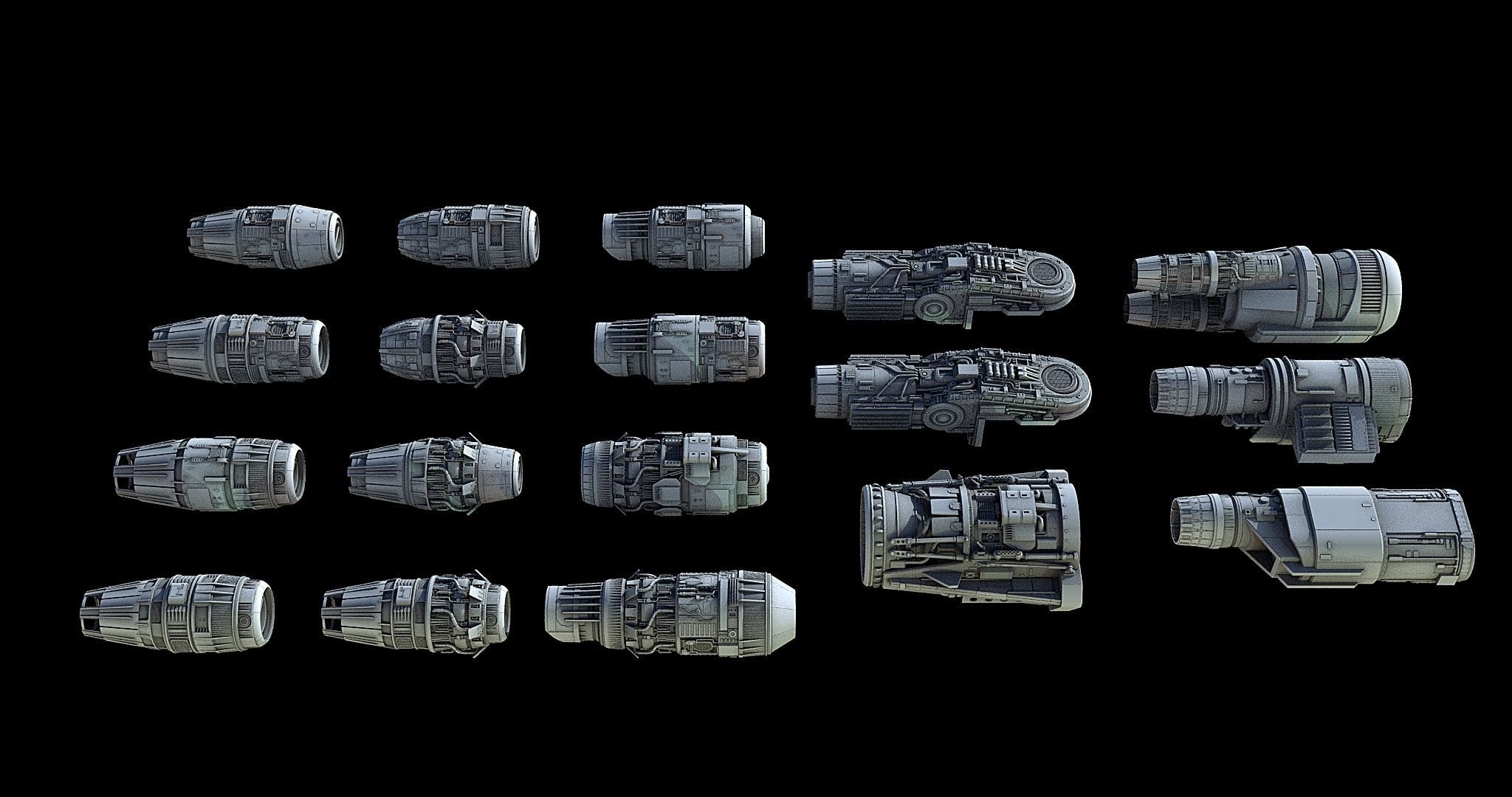 Sci-Fi Engine Pack 3D model | CGTrader