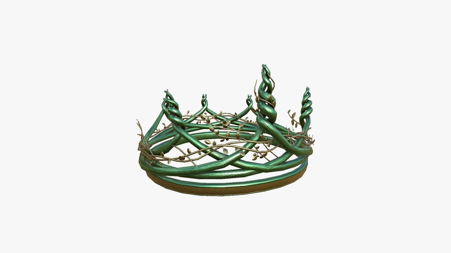 3D model Nature Crown A07 Gold Green - Fantasy Character Design VR / AR ...