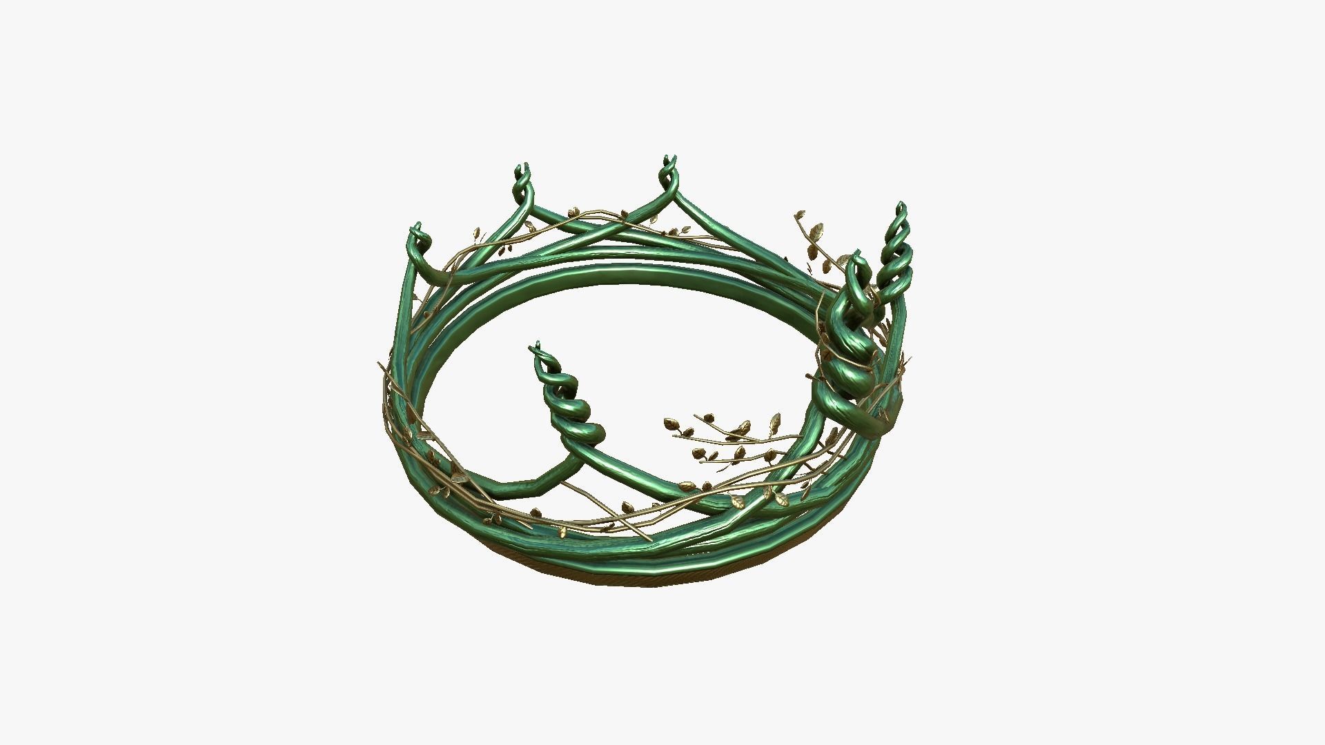 3D model Nature Crown A07 Gold Green - Fantasy Character Design VR / AR ...