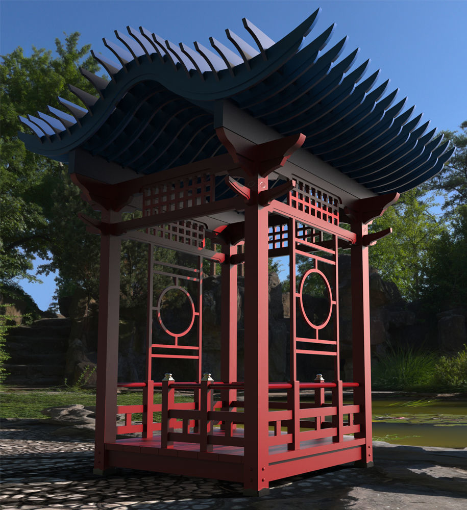 Pergola in Japanese-style 3D model | CGTrader