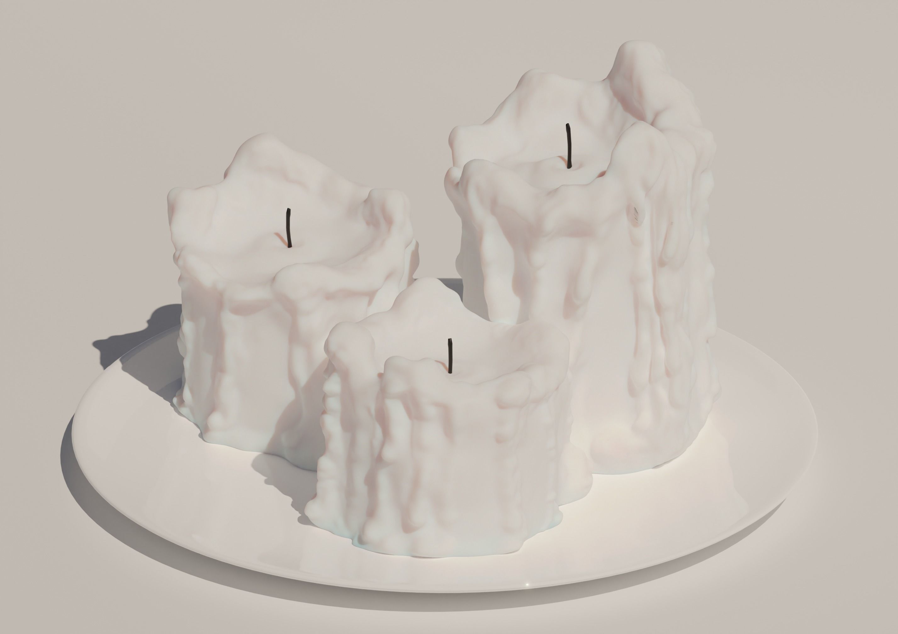 Candles on a plate free 3D model | CGTrader