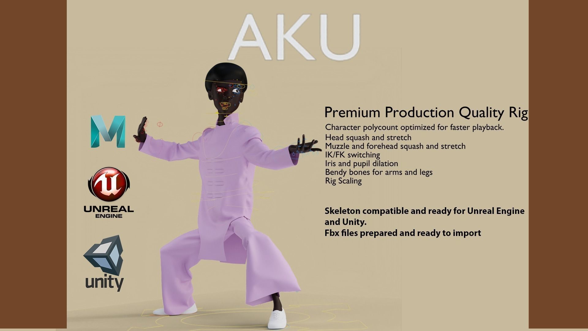 3D model AKU RIG MAYA VERSION VR / AR / low-poly | CGTrader
