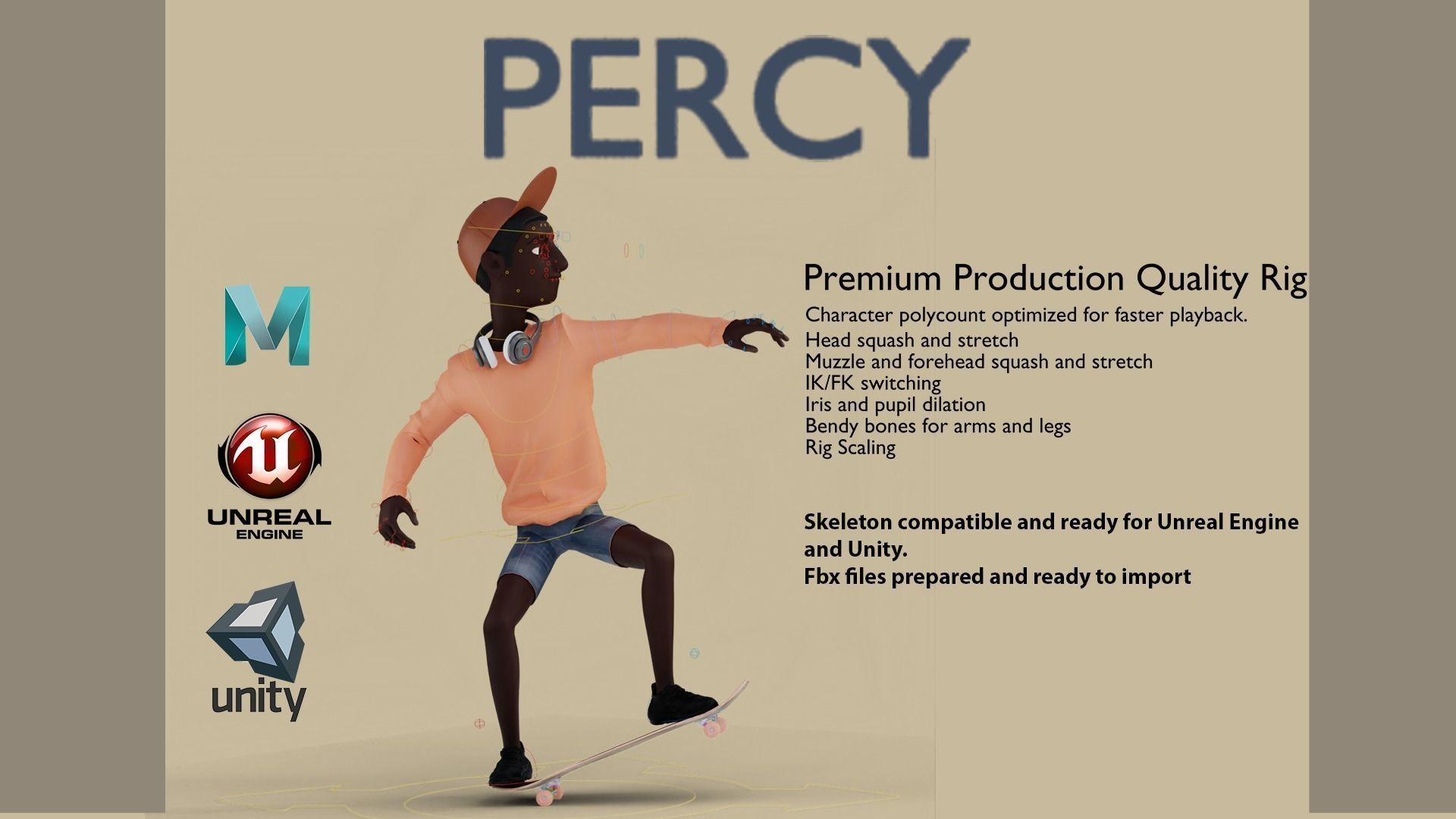 3D model PERCY RIG MAYA VERSION VR / AR / low-poly | CGTrader