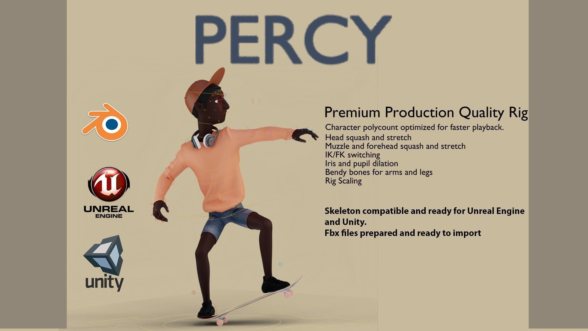 3D model PERCY RIG BLENDER VERSION VR / AR / low-poly | CGTrader