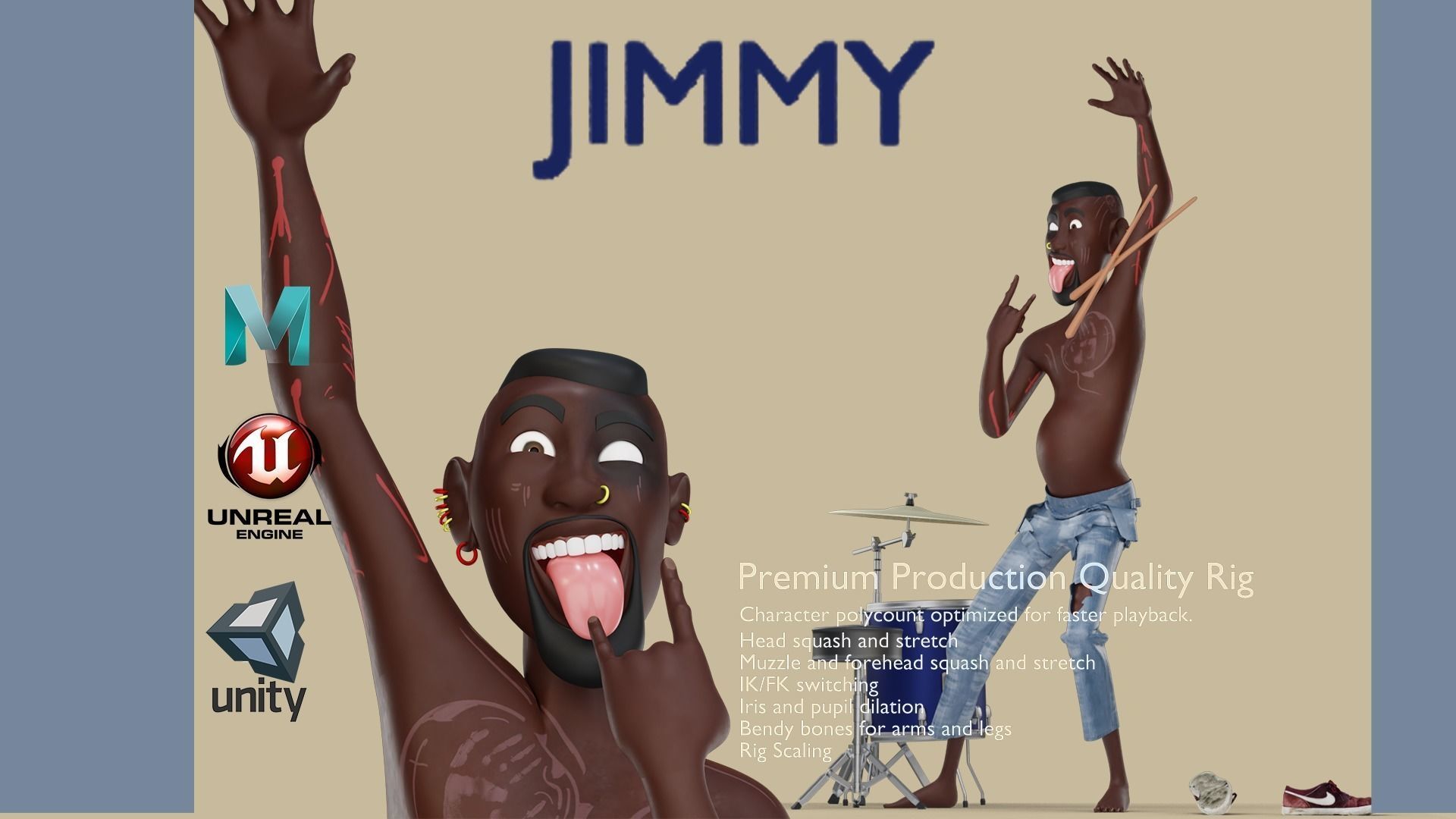 3D model JIMMY RIG MAYA VERSION VR / AR / low-poly | CGTrader