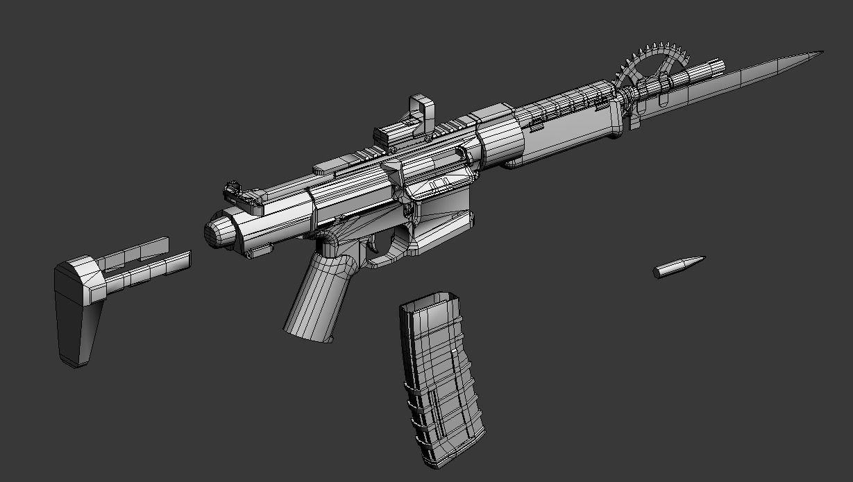 3D model Post-apocalypse custom assault rifle VR / AR / low-poly | CGTrader