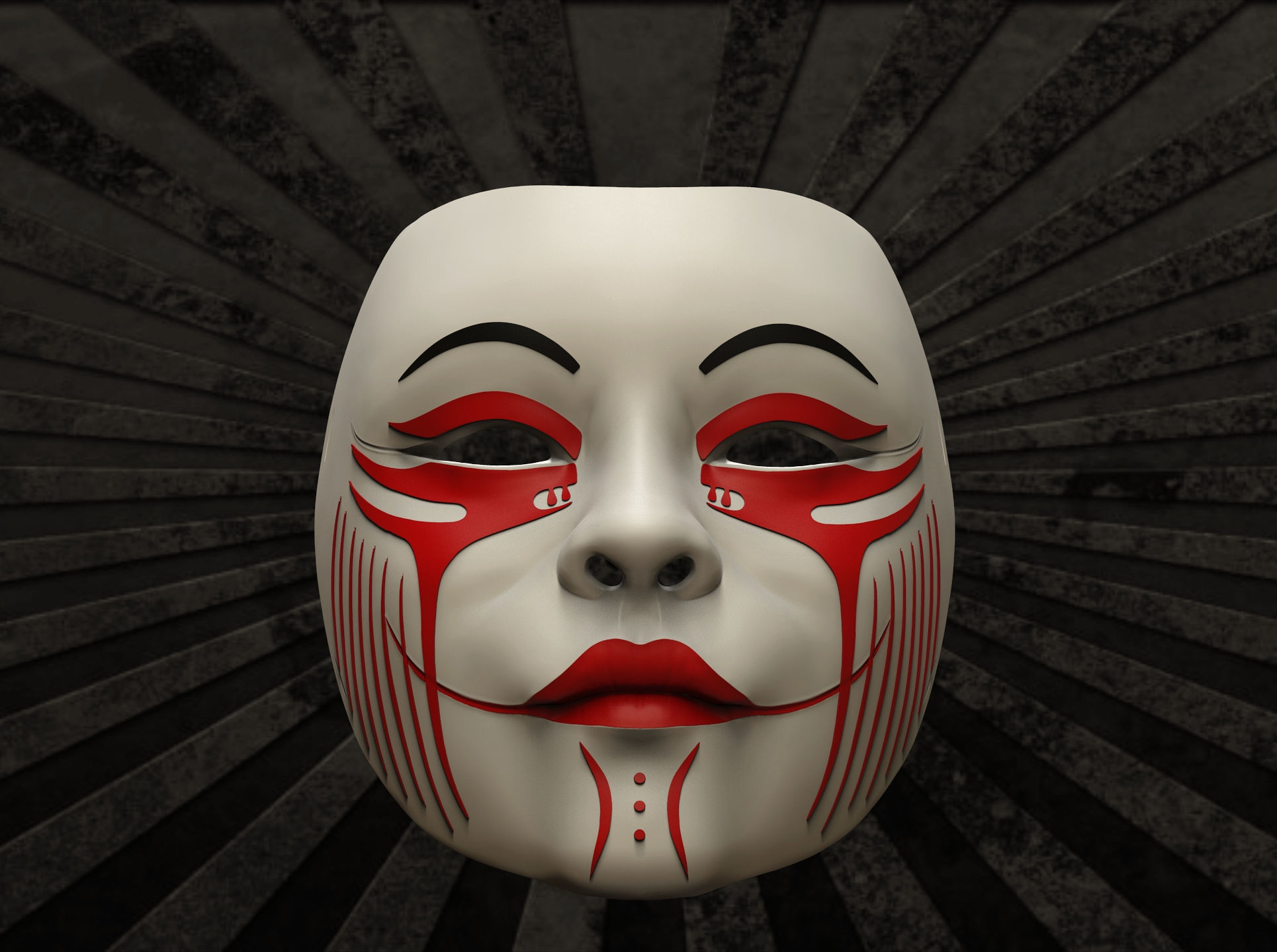 Geisha Mask Anime Mask 3D model 3D printable | CGTrader