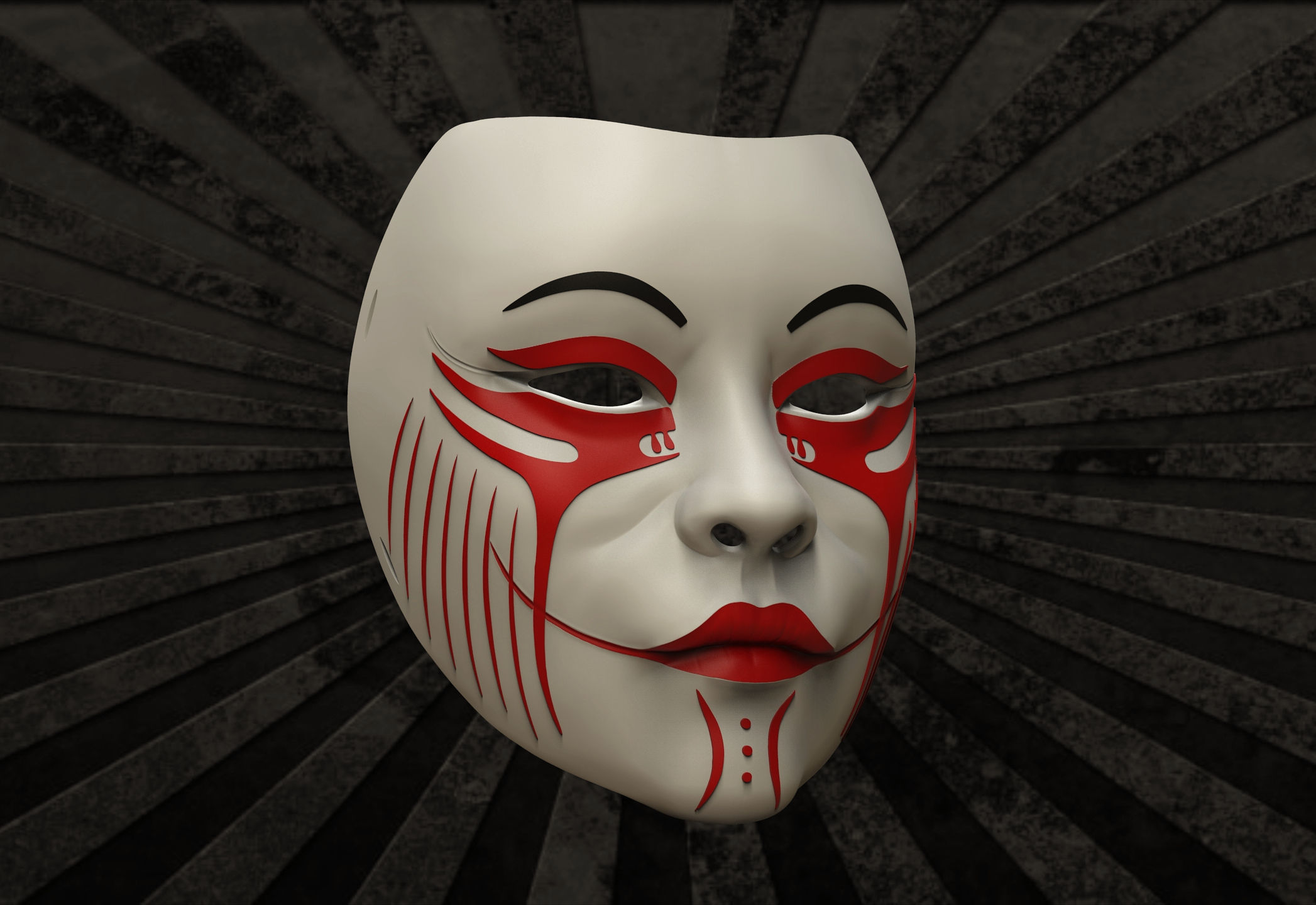 Geisha Mask Anime Mask 3D model 3D printable | CGTrader