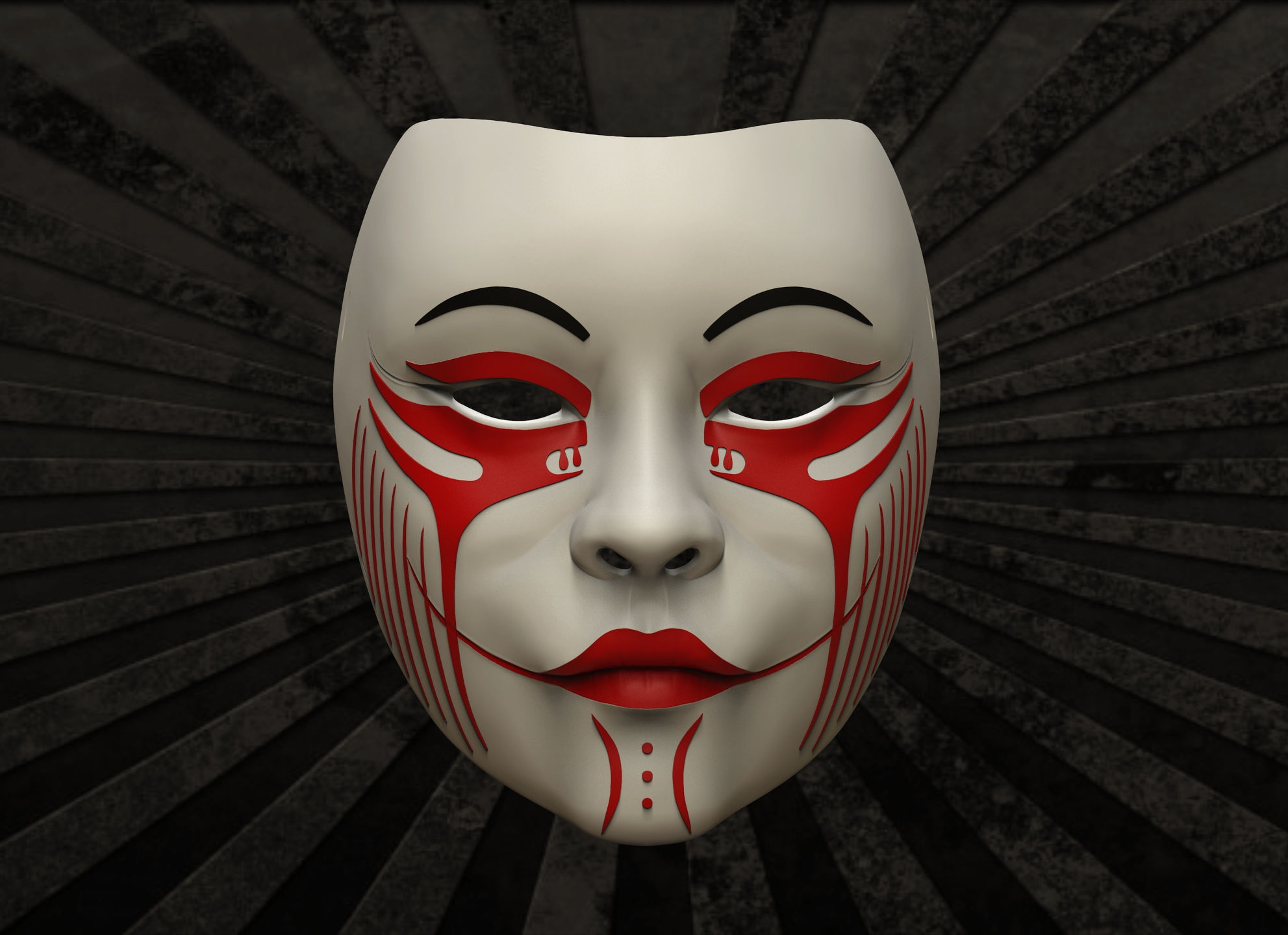 Geisha Mask Anime Mask 3D model 3D printable | CGTrader