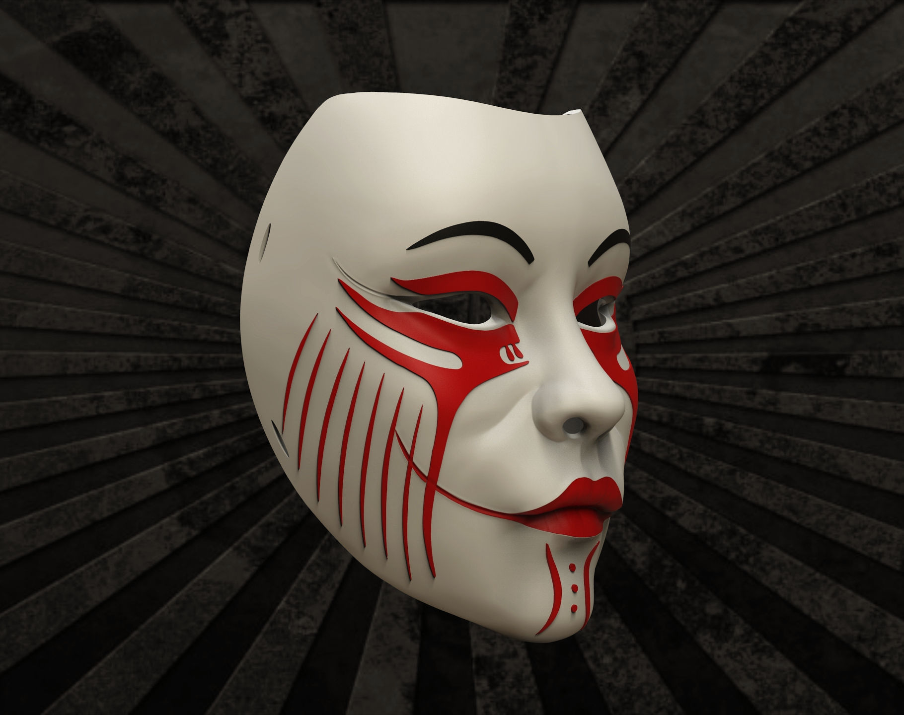 Geisha Mask Anime Mask 3D model 3D printable | CGTrader