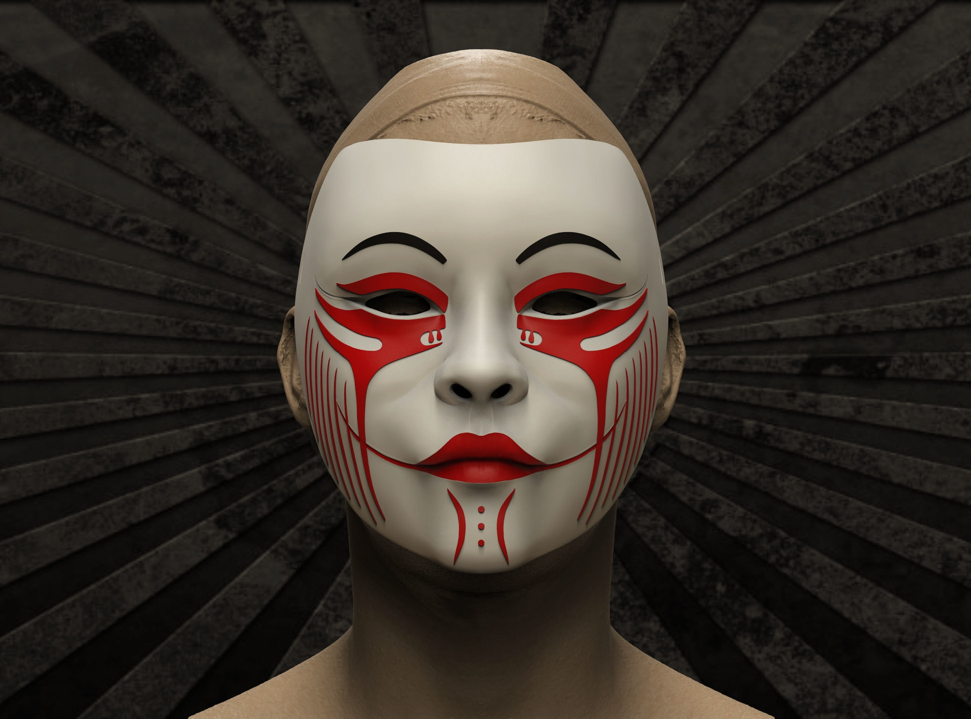 Geisha Mask Anime Mask 3D model 3D printable | CGTrader