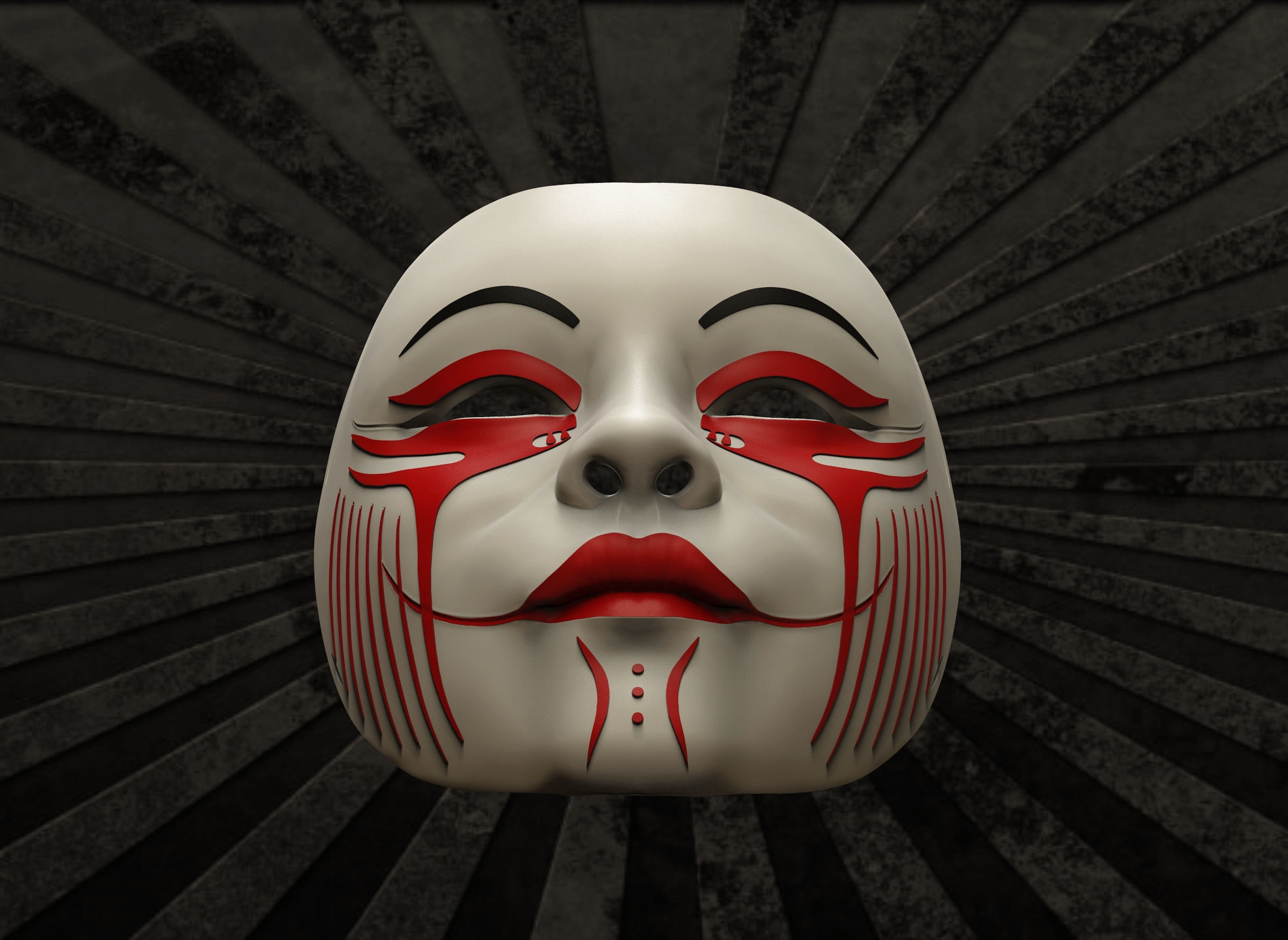 Geisha Mask Anime Mask 3D model 3D printable | CGTrader
