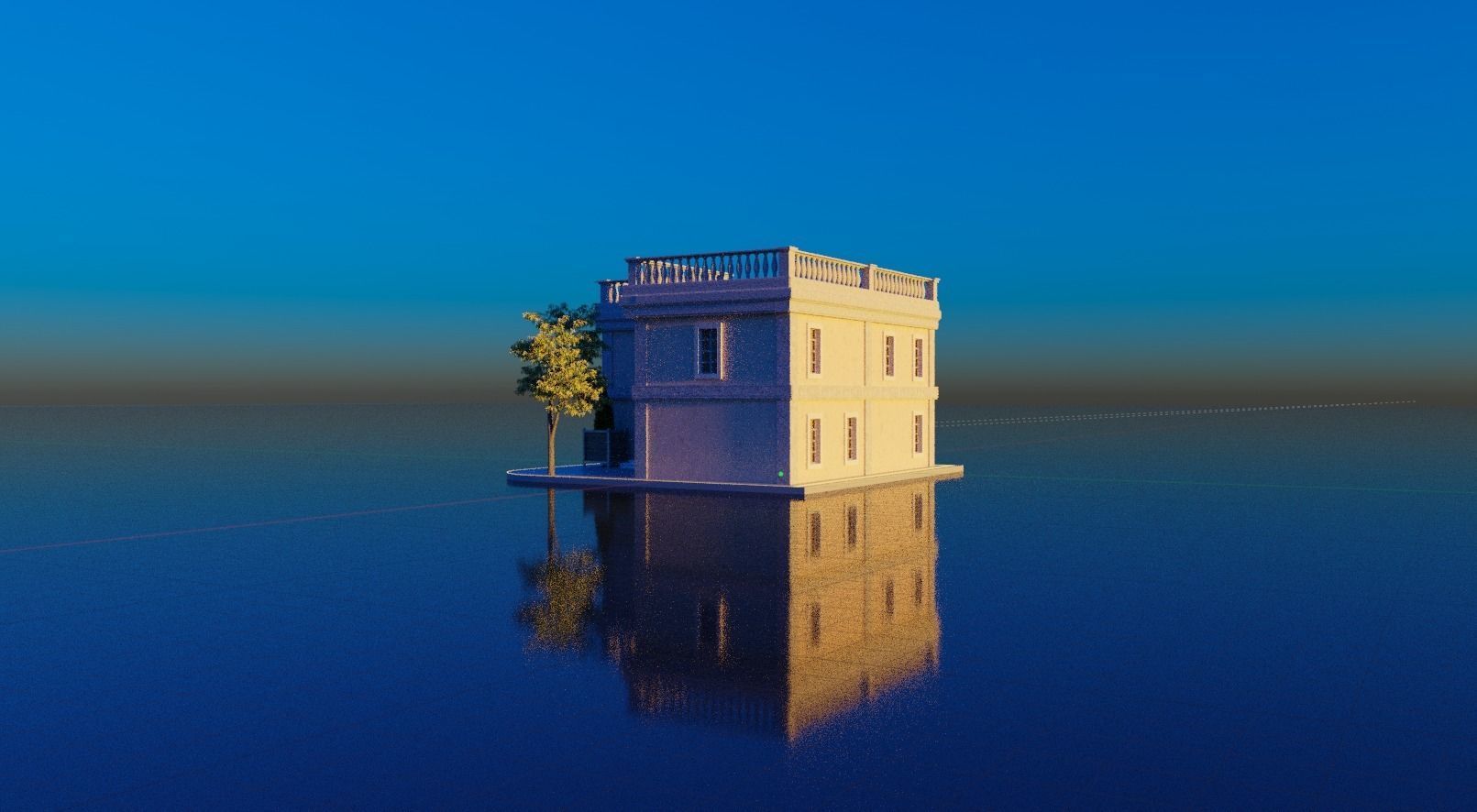 Building house floating in water free 3D model rigged | CGTrader