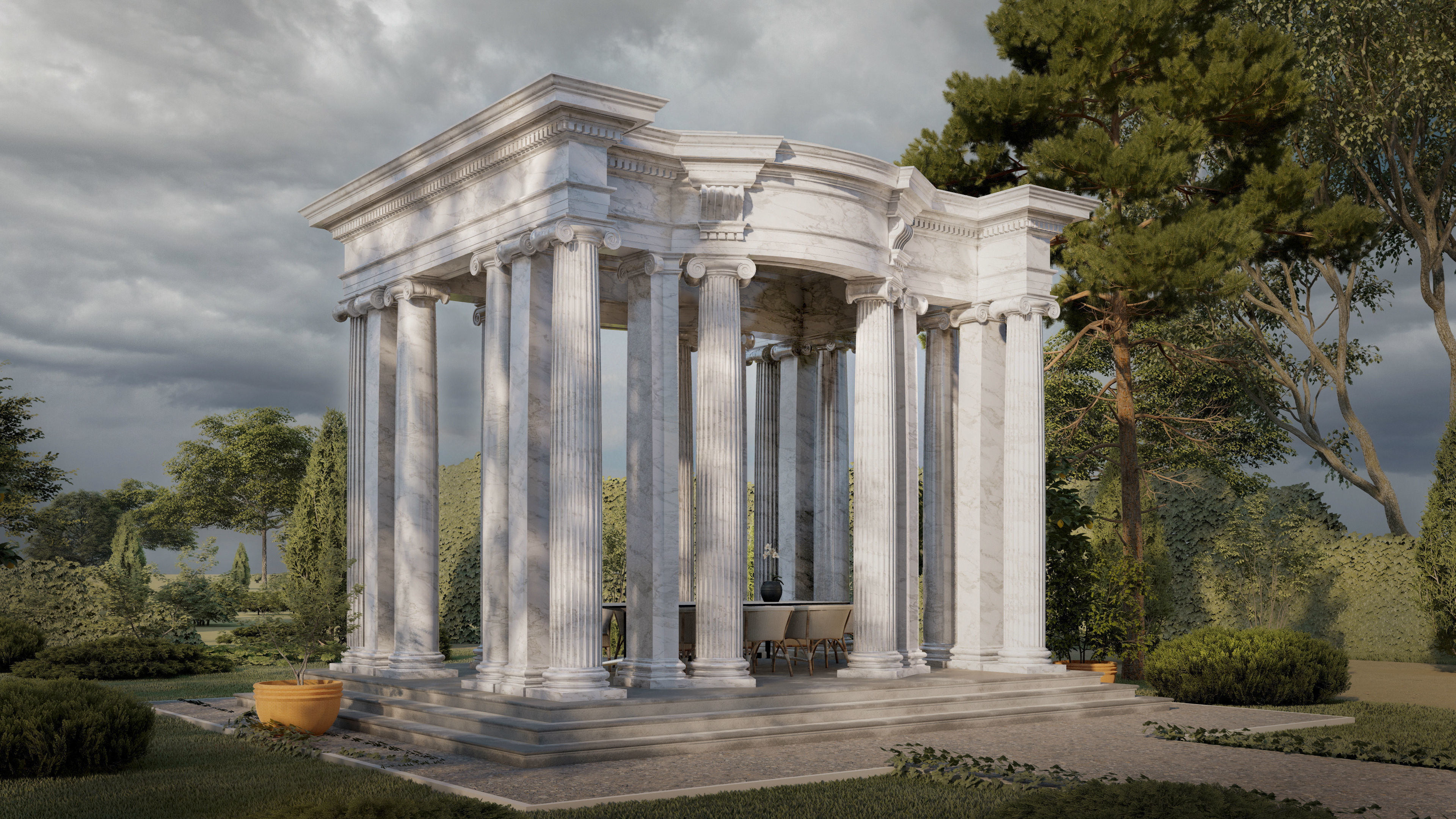 gazebo Ionic column on Vignola 3D model 3D model | CGTrader