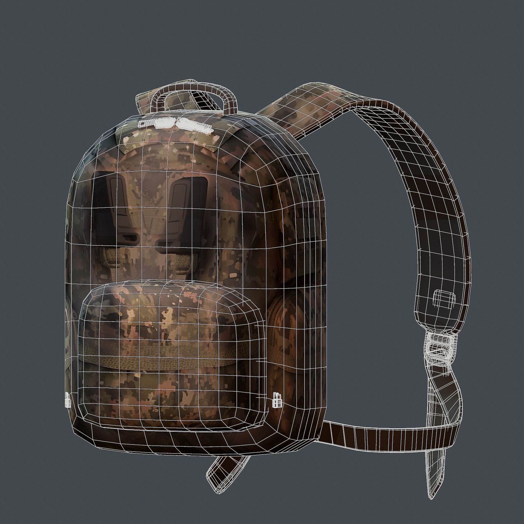3D model Backpack military combat Black baggage Low-poly VR / AR / low ...