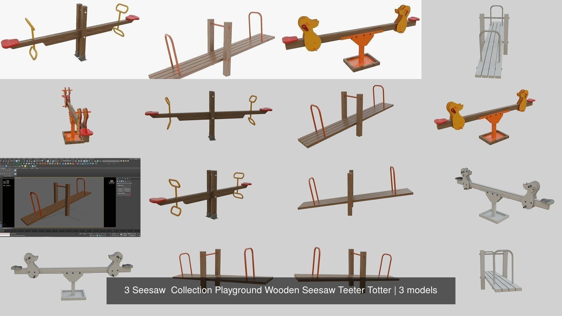 3 Seesaw Collection Playground Wooden Seesaw Teeter Totter VR / AR ...