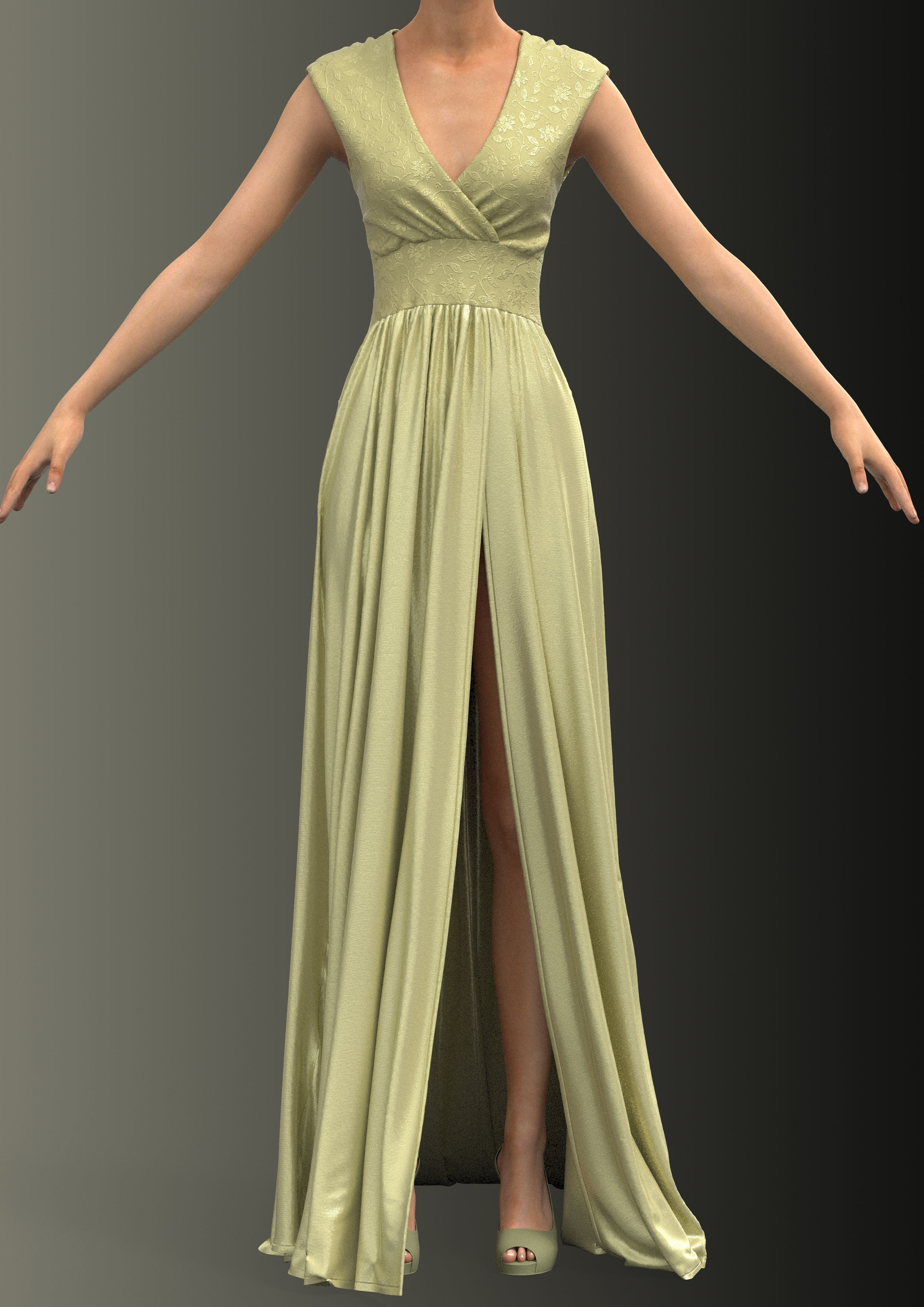 Formal Long Dress 3D model | CGTrader