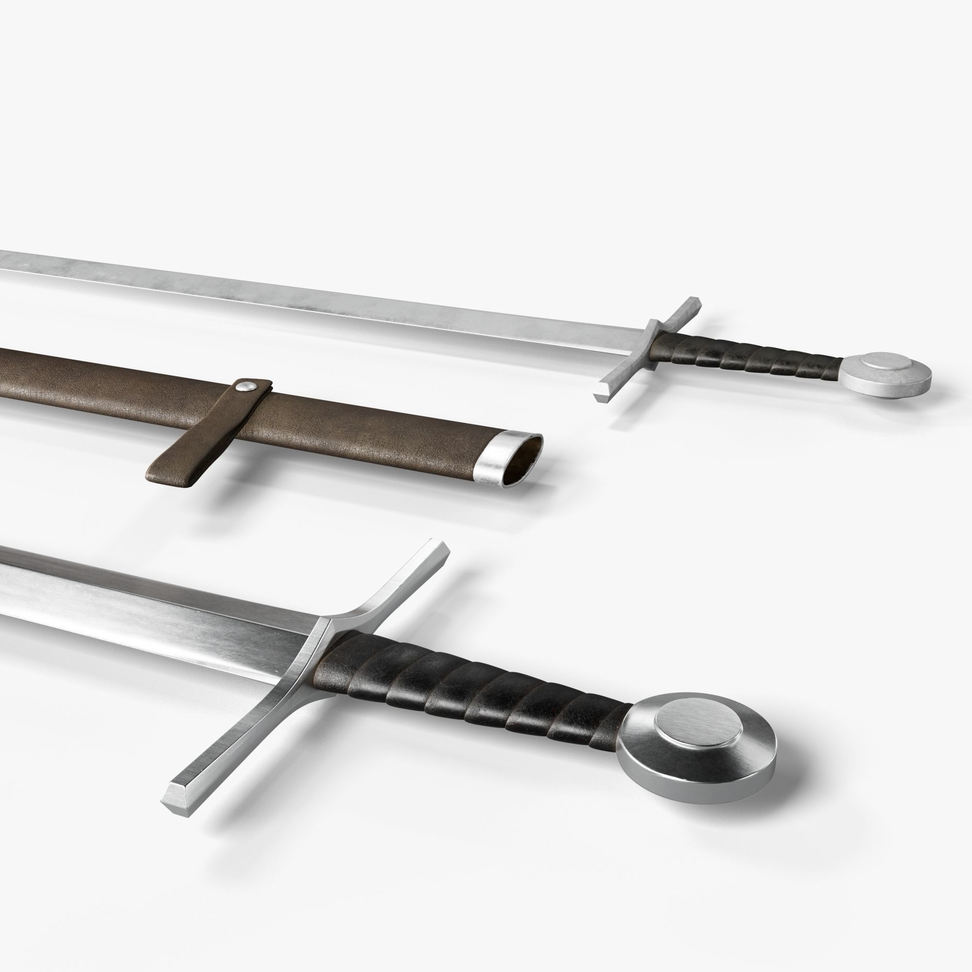 Medieval Sword 05 plus old texture and sheath 3D model rigged | CGTrader