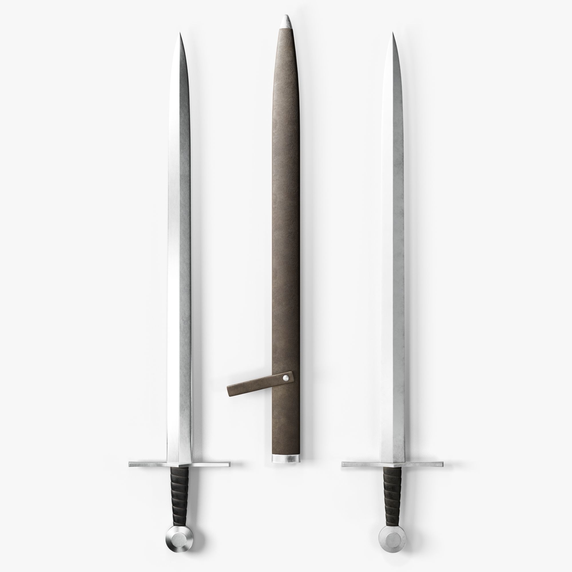 Medieval Sword 05 plus old texture and sheath 3D model rigged | CGTrader