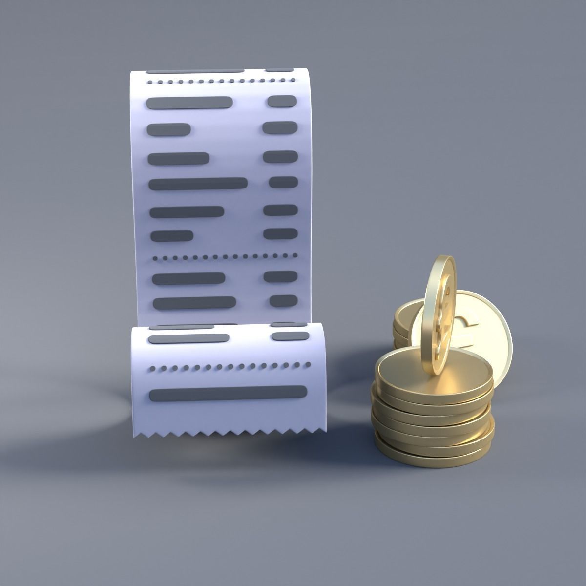 Business Invoice Report Payment Icon with Coins ready 3D Model 3D model ...