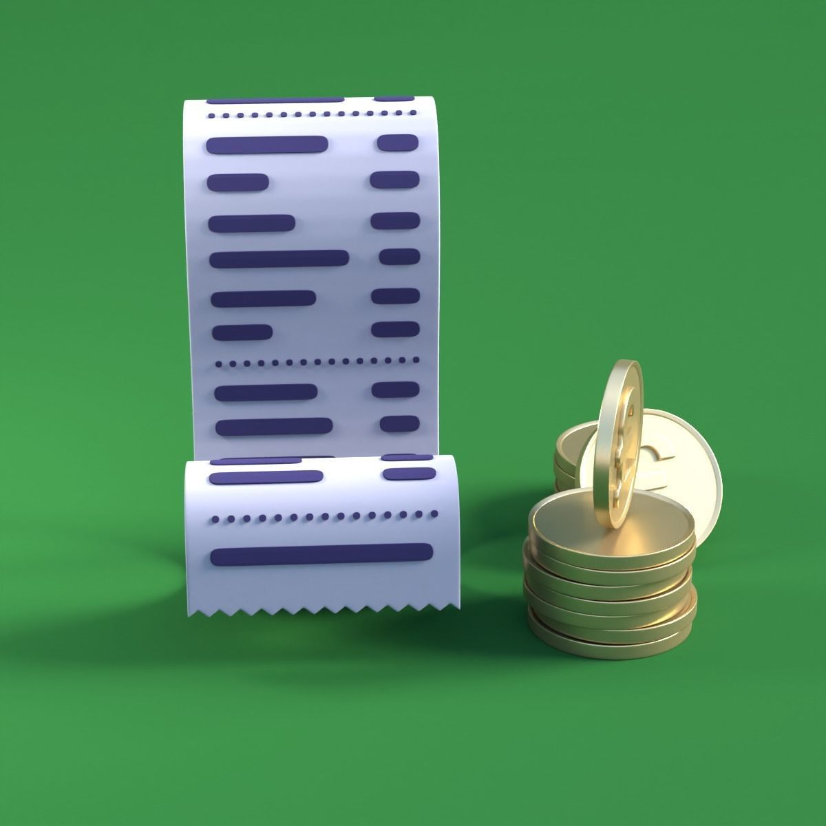 Business Invoice Report Payment Icon with Coins ready 3D Model 3D model ...