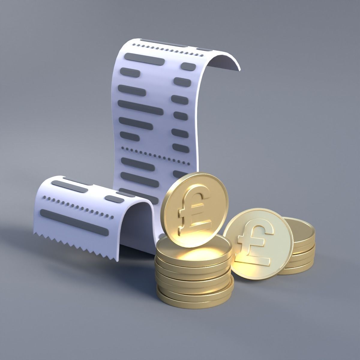 Business Invoice Report Payment Icon with Coins ready 3D Model 3D model ...