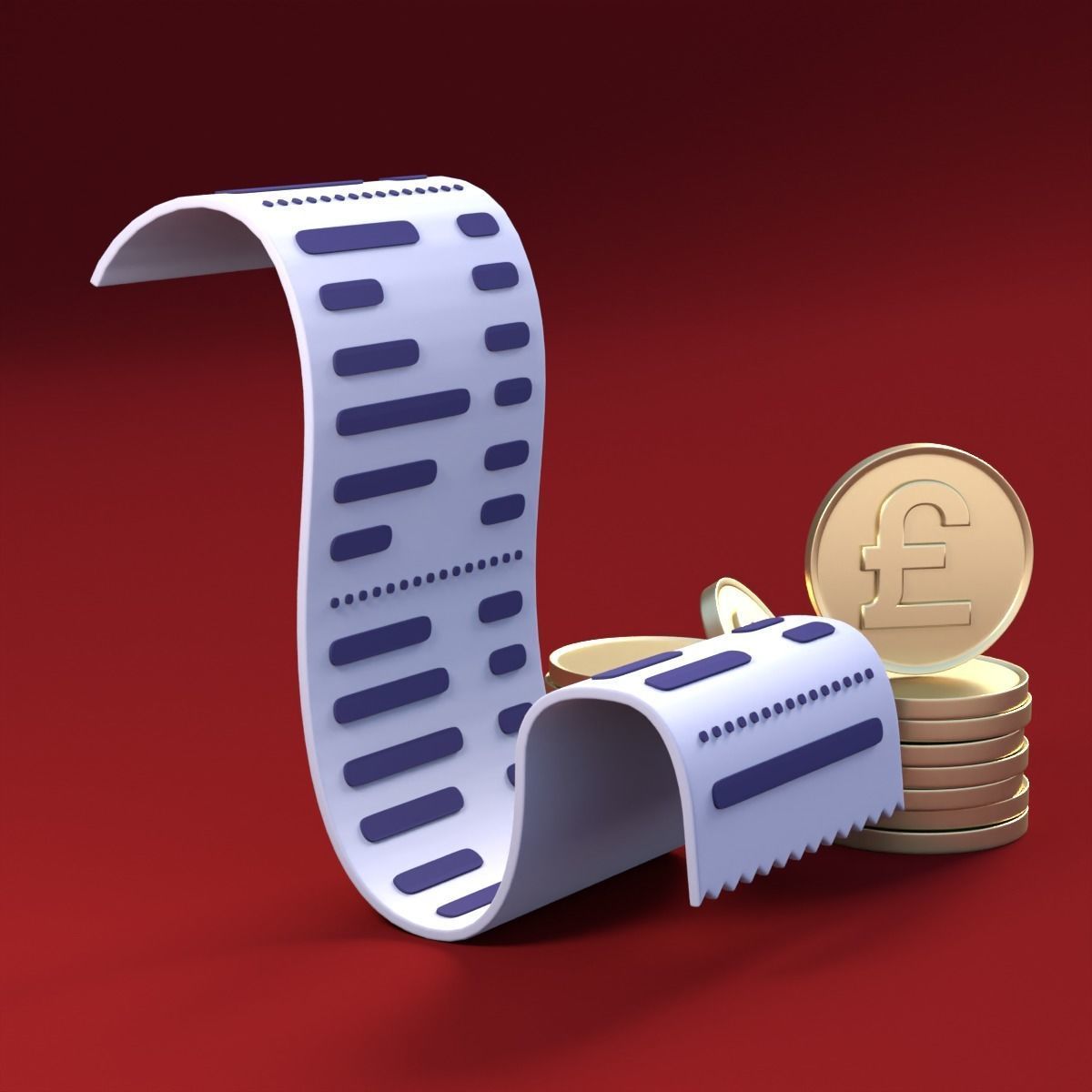 Business Invoice Report Payment Icon with Coins ready 3D Model 3D model ...