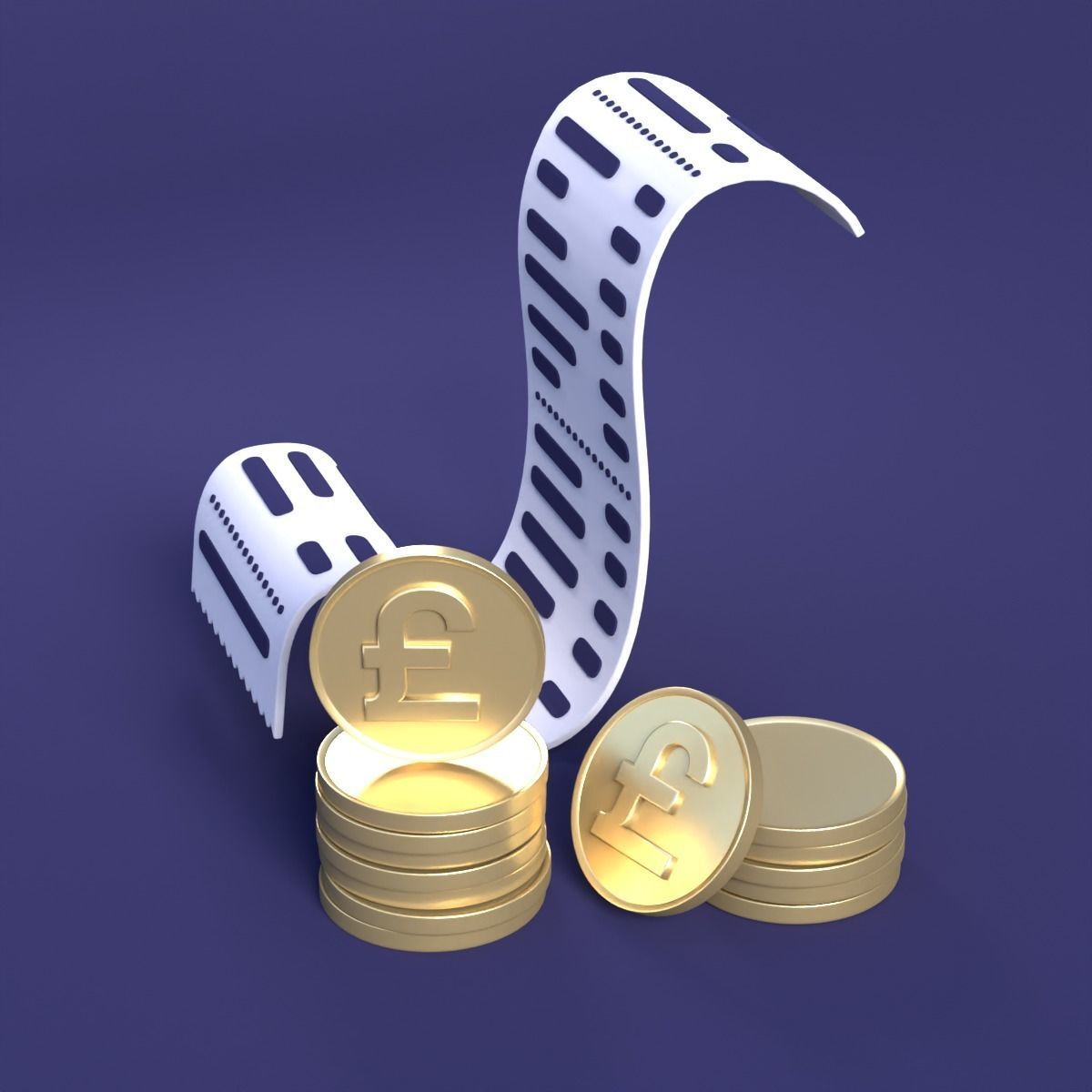 Business Invoice Report Payment Icon with Coins ready 3D Model 3D model ...