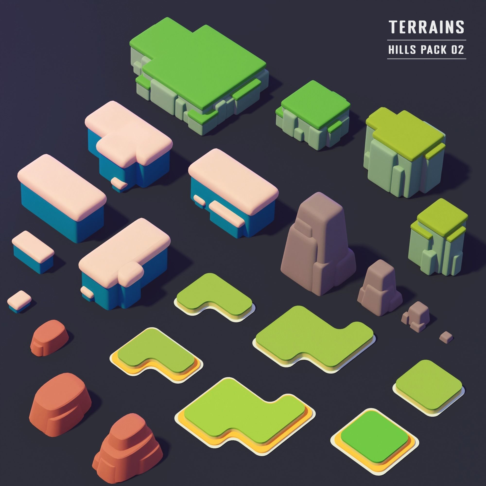 Terrain - Hills Pack 02 Stylized 3D 3D model | CGTrader
