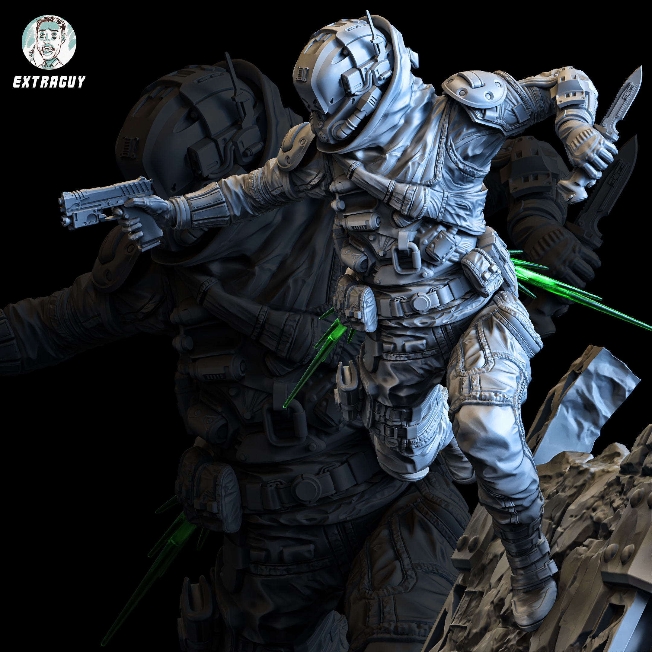 Wall Running Soldier 100mm 3D model 3D printable | CGTrader