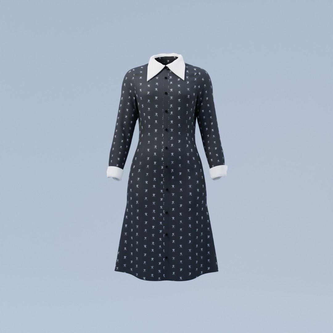 Wednesday Addams clothing 3D model | CGTrader