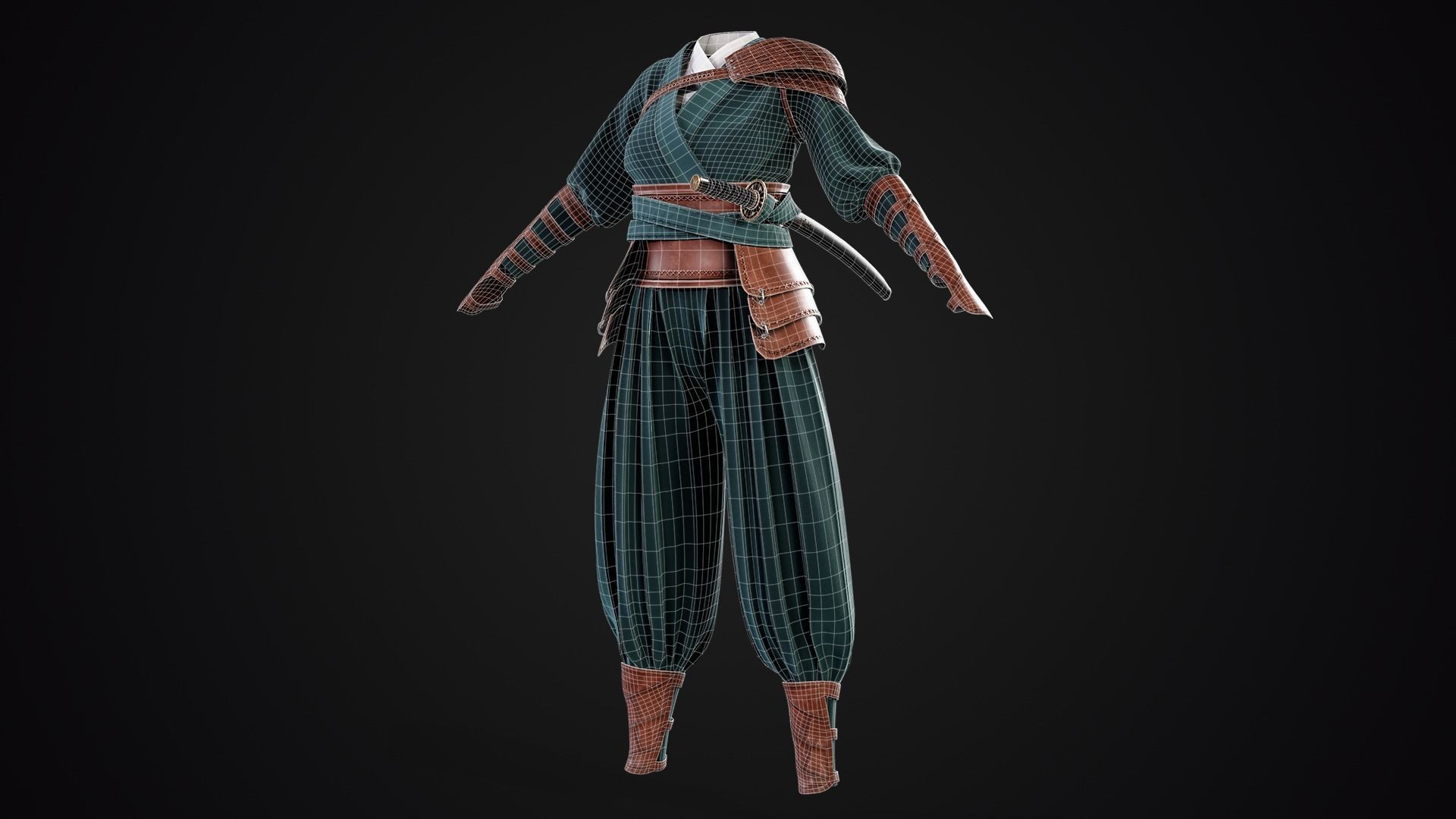 3D model Low Poly Samurai Women Outfit VR / AR / low-poly | CGTrader