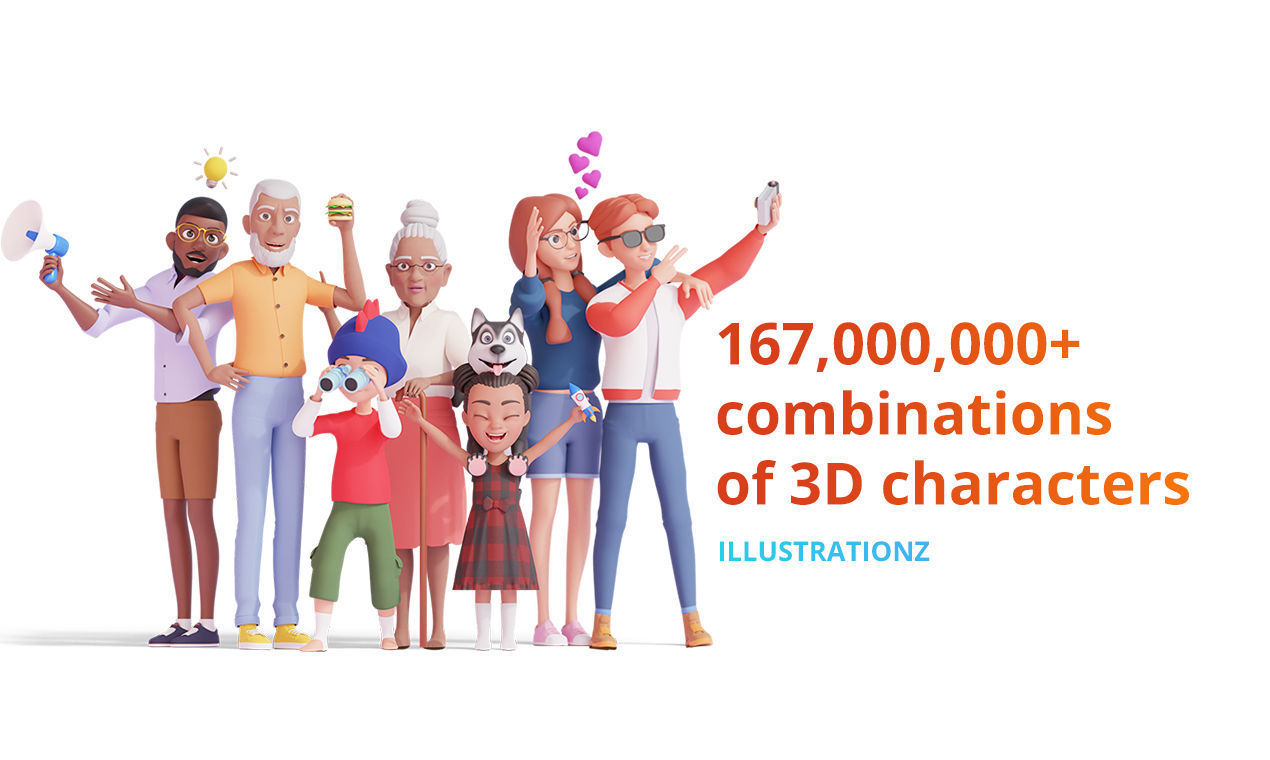 Customizable Cartoon Character Family Rigged 3D model rigged | CGTrader