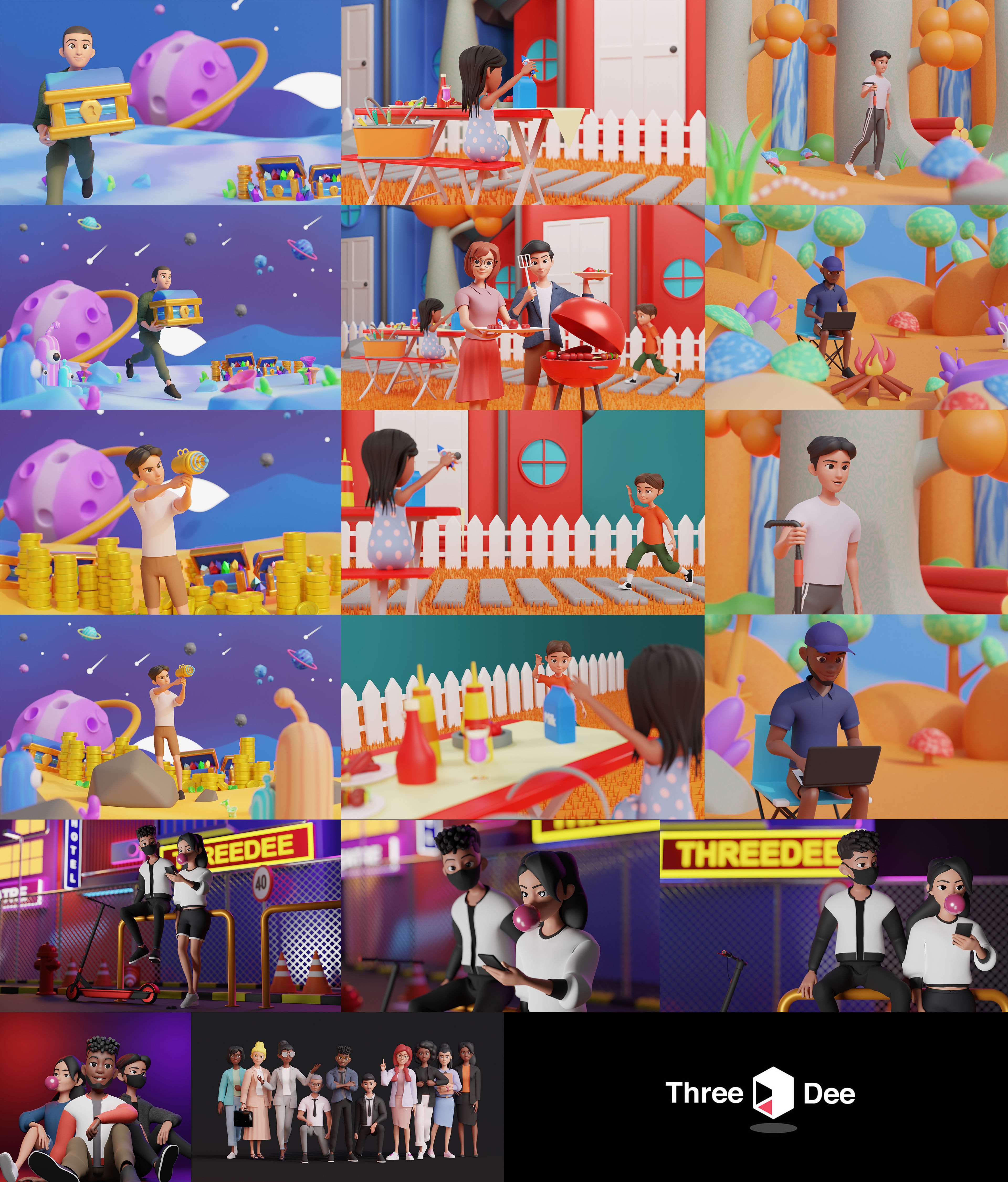 Customizable Cartoon Character Family Rigged 3D model rigged | CGTrader