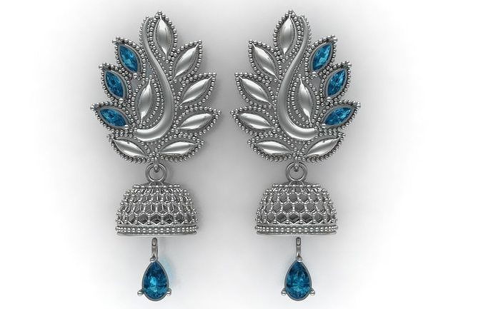 Earring silver 3D model 3D printable | CGTrader