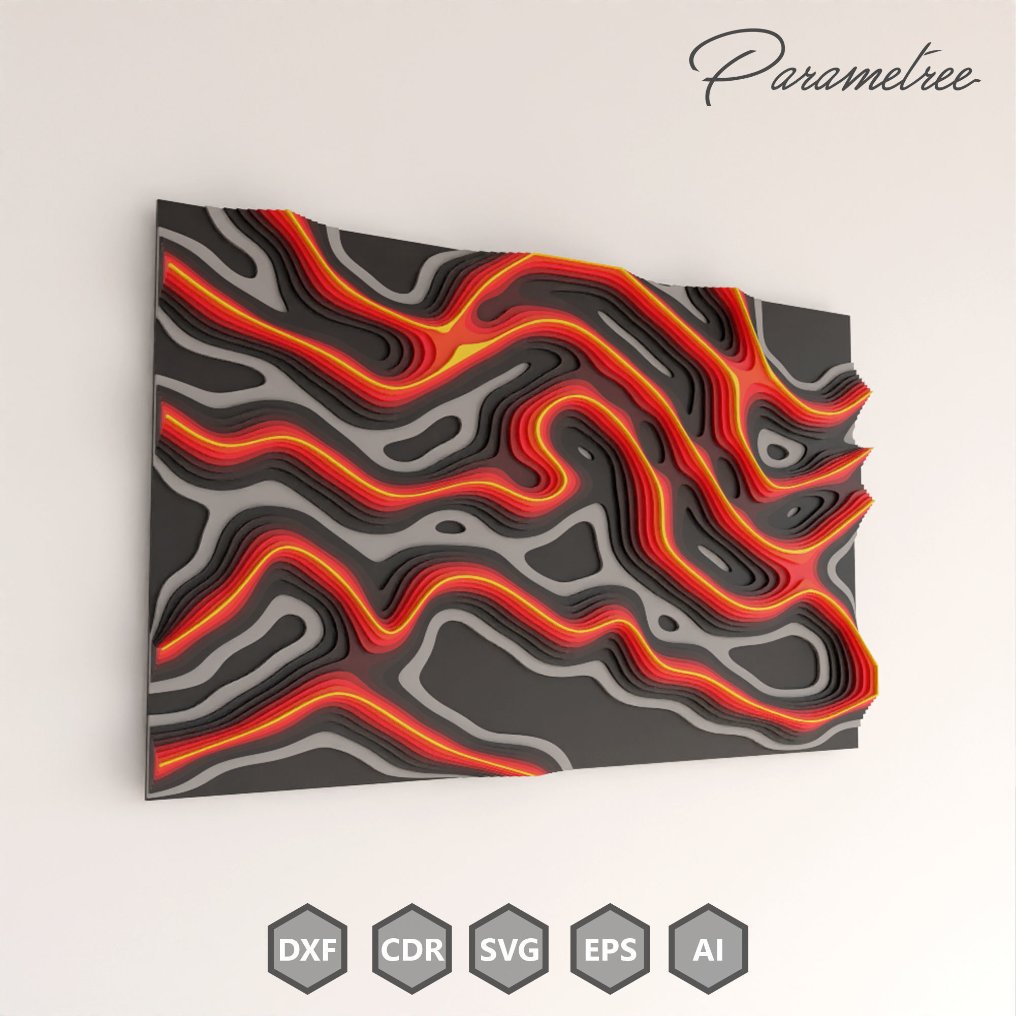 Parametric design Lava wallart CNC files Dxf for laser cutting 3D model ...