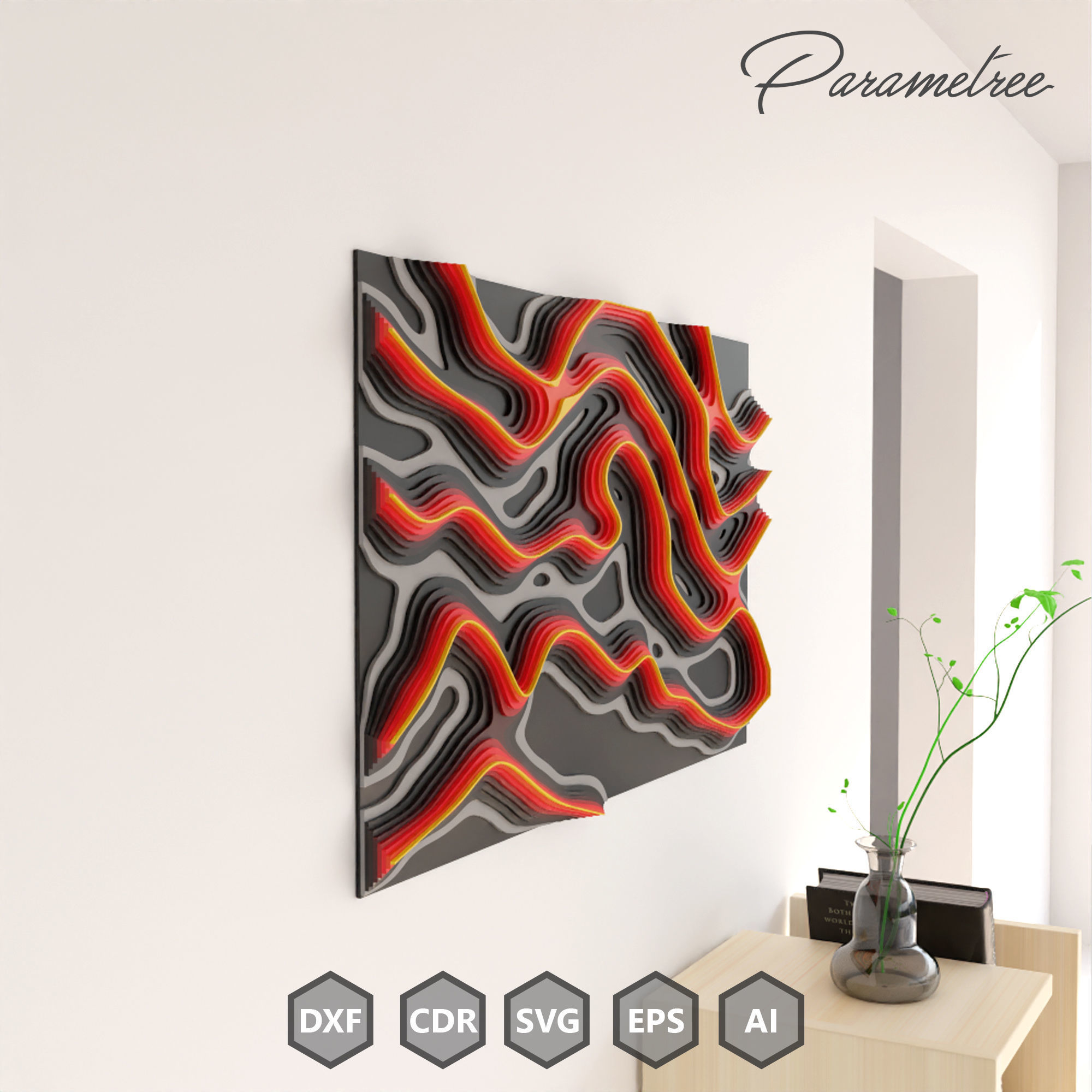 Parametric design Lava wallart CNC files Dxf for laser cutting 3D model ...
