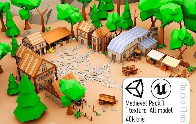 3D model Medieval cartoon Pack low poly VR / AR / low-poly | CGTrader