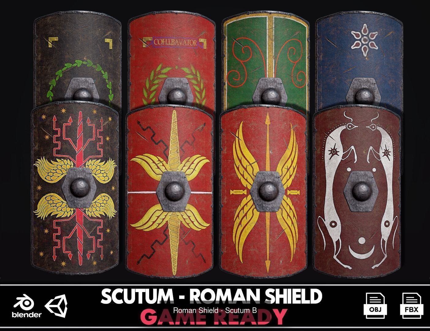 Shields Collection roman VR / AR / low-poly | CGTrader