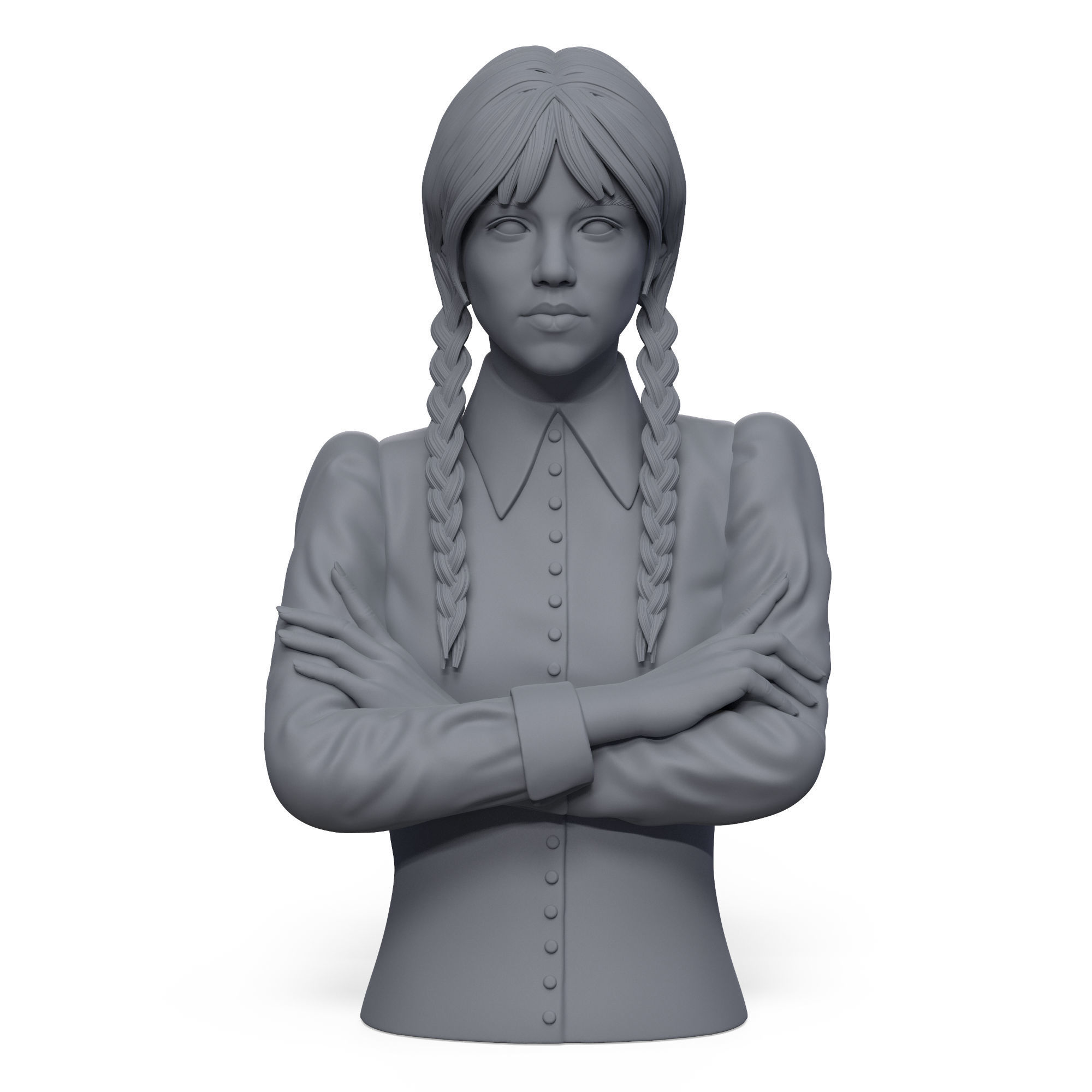 Wednesday addams family doll with braided hair 3D model 3D printable ...