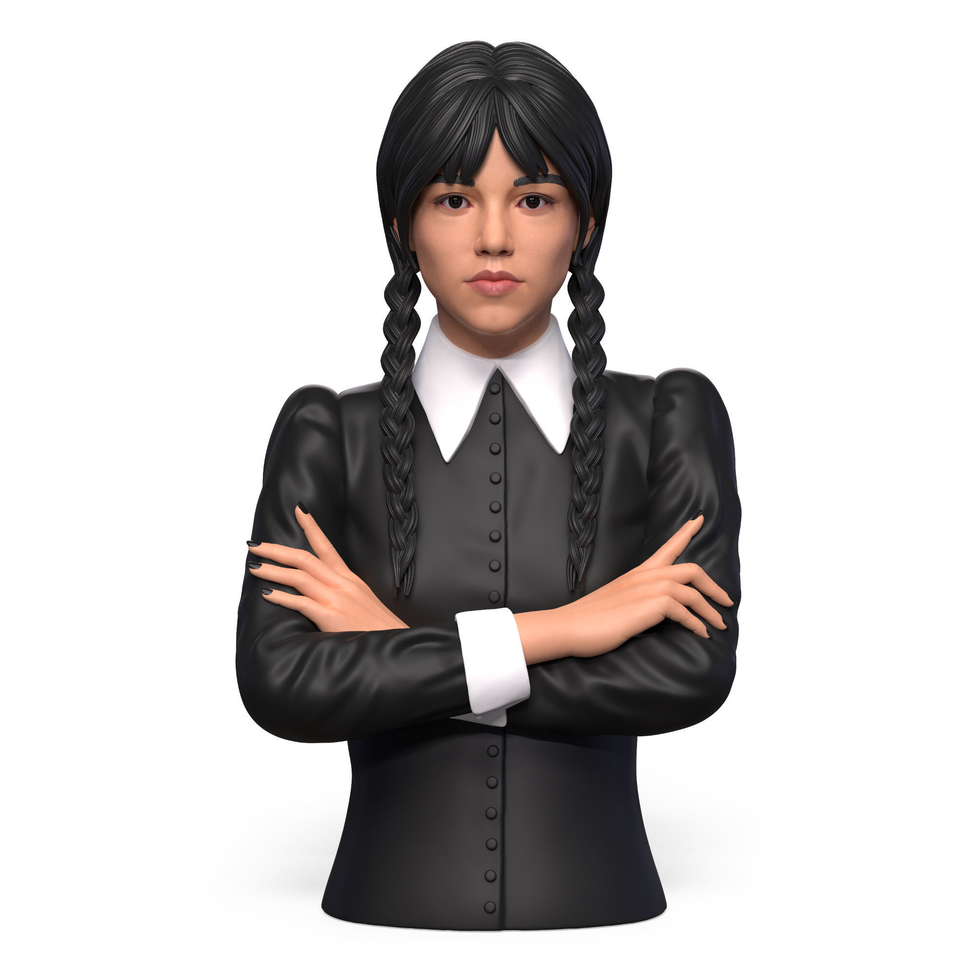 Wednesday addams family doll with braided hair 3D model 3D printable ...
