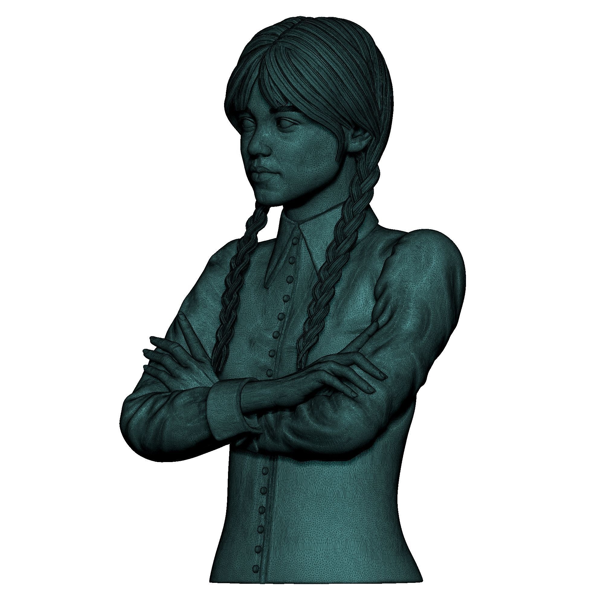Wednesday addams family doll with braided hair 3D model 3D printable ...