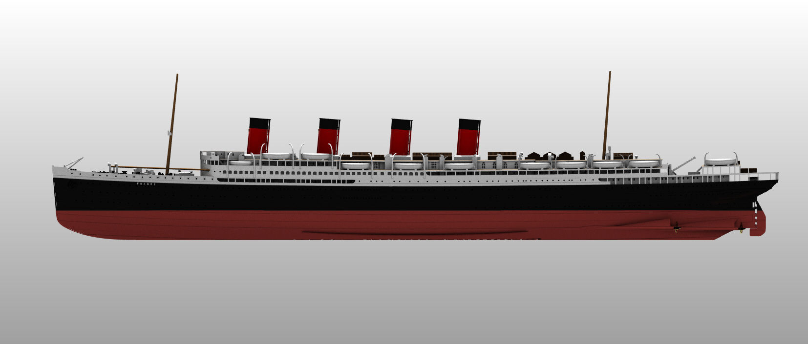 Print ready SS FRANCE ocean liner 1912 - full hull and waterline 3D ...