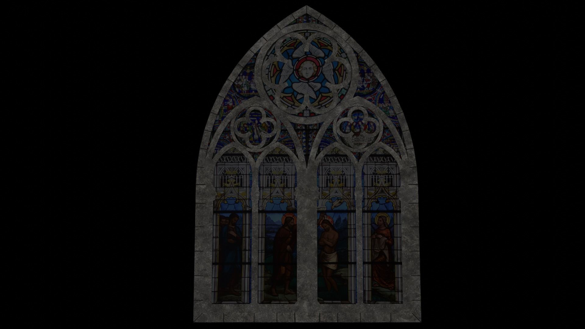 3D model Big gothic window with stained glass VR / AR / low-poly | CGTrader