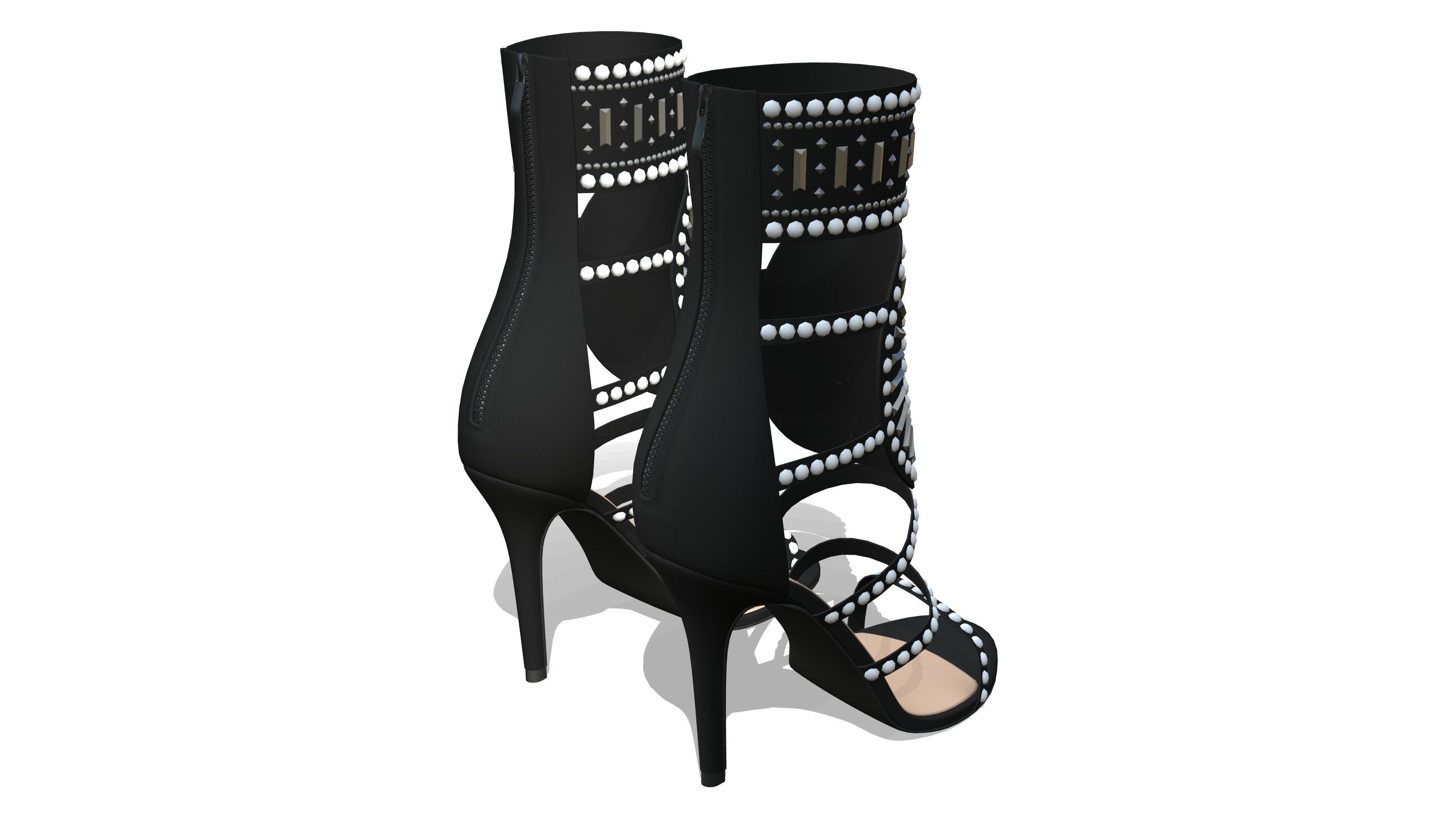 3D model Crystal Ankle Wrap Gladiator Stiletto High Heel Sandals VR ...
