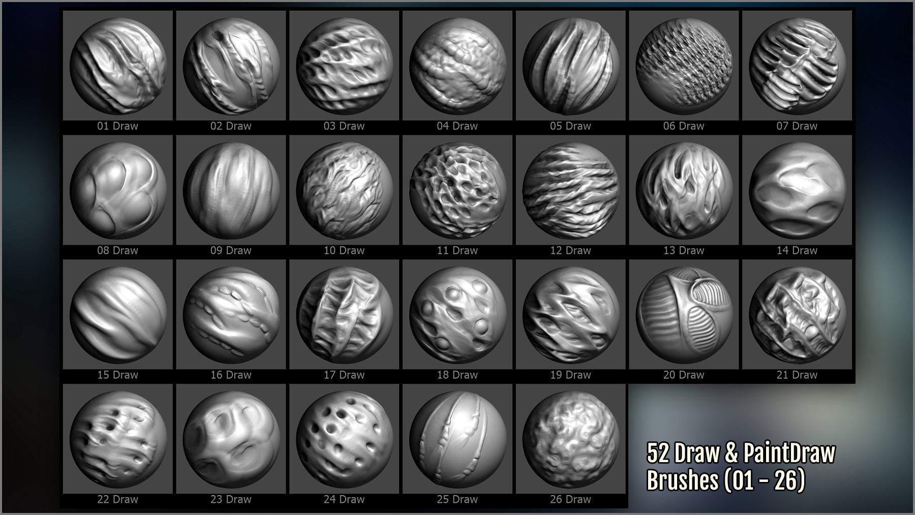 Biomechanical Maker 327 ZBrush Brushes And 52 Alphas 3D model | CGTrader