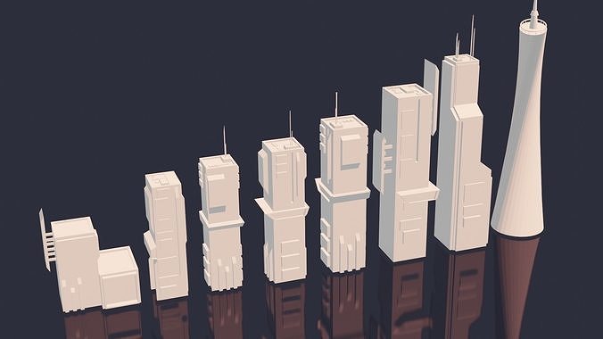 3D model Low Poly Sci fi Buildings VR / AR / low-poly | CGTrader